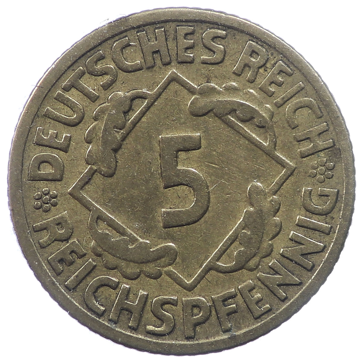 German Weimar Republic 1925F 5 Pfennig Extra Fine (EF40) – Colonial ...