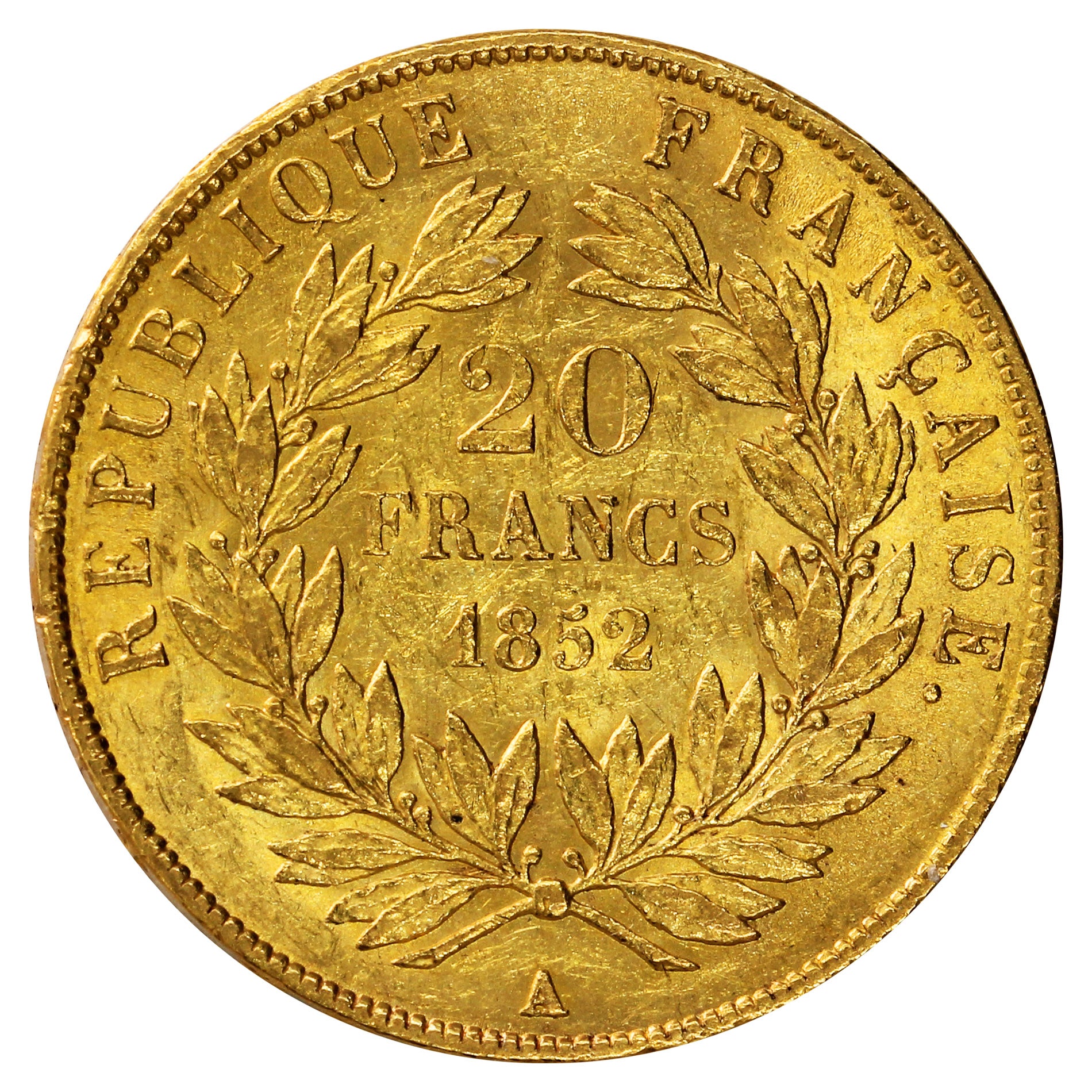 France 1852A Gold 20 Francs EF-AU (EF45) – Colonial Acres Coins