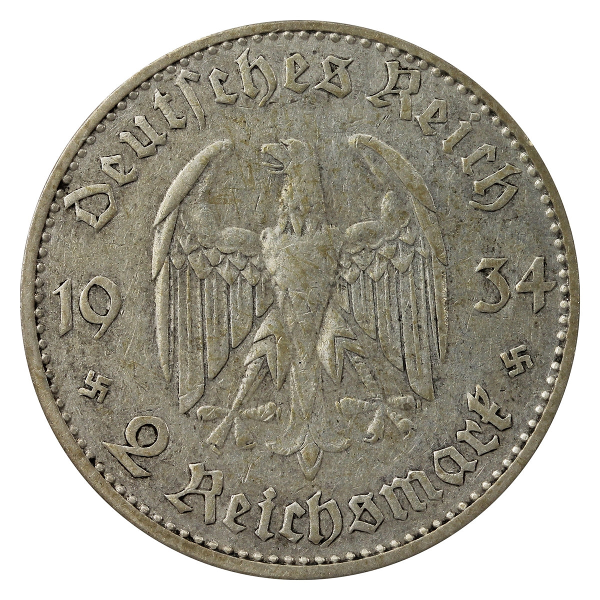 German Third Reich 1934J Potsdam 2 Marks Very Fine (VF-20) at Colonial ...