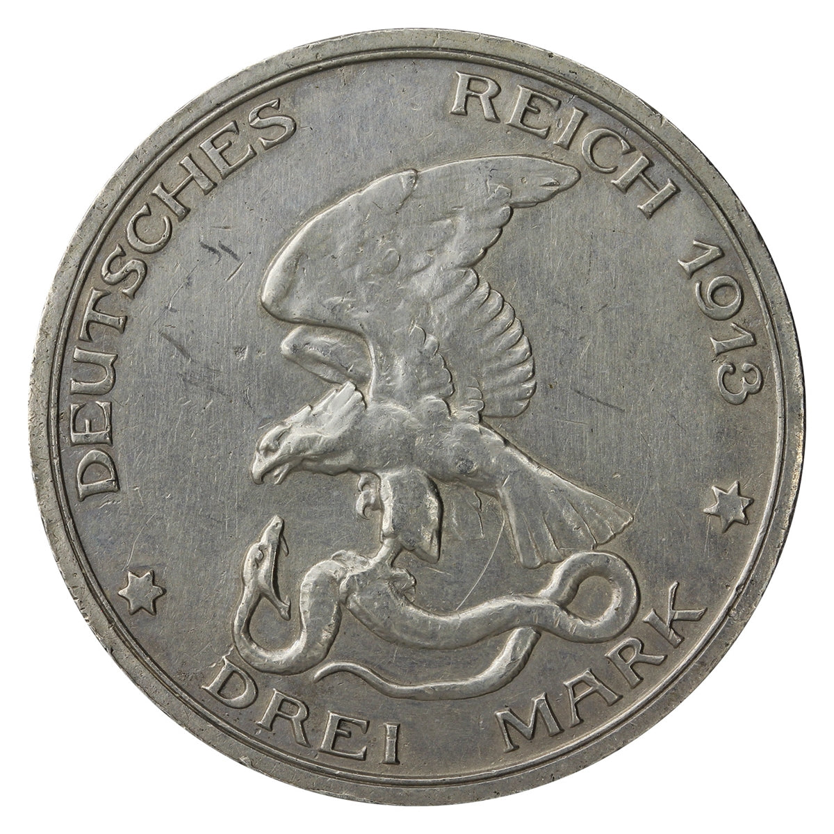 German States 1913 Prussia Napoleon 3 Marks Extra Fine (EF-40) at ...
