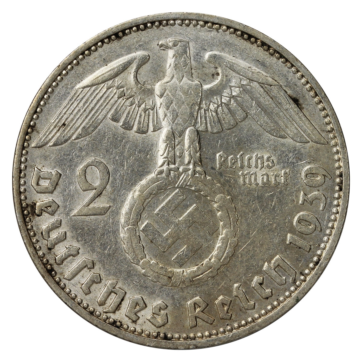 German Third Reich 1939J 2 Marks EF-AU (EF-45) at Colonial Acres Coins