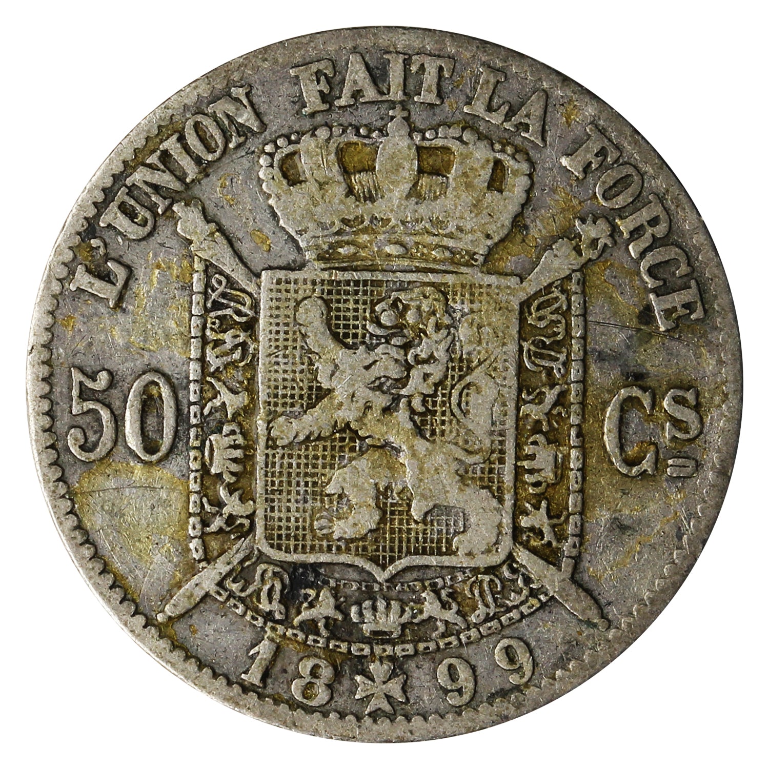Belgium 1899 French 50 Centimes F-VF (F15) – Colonial Acres Coins