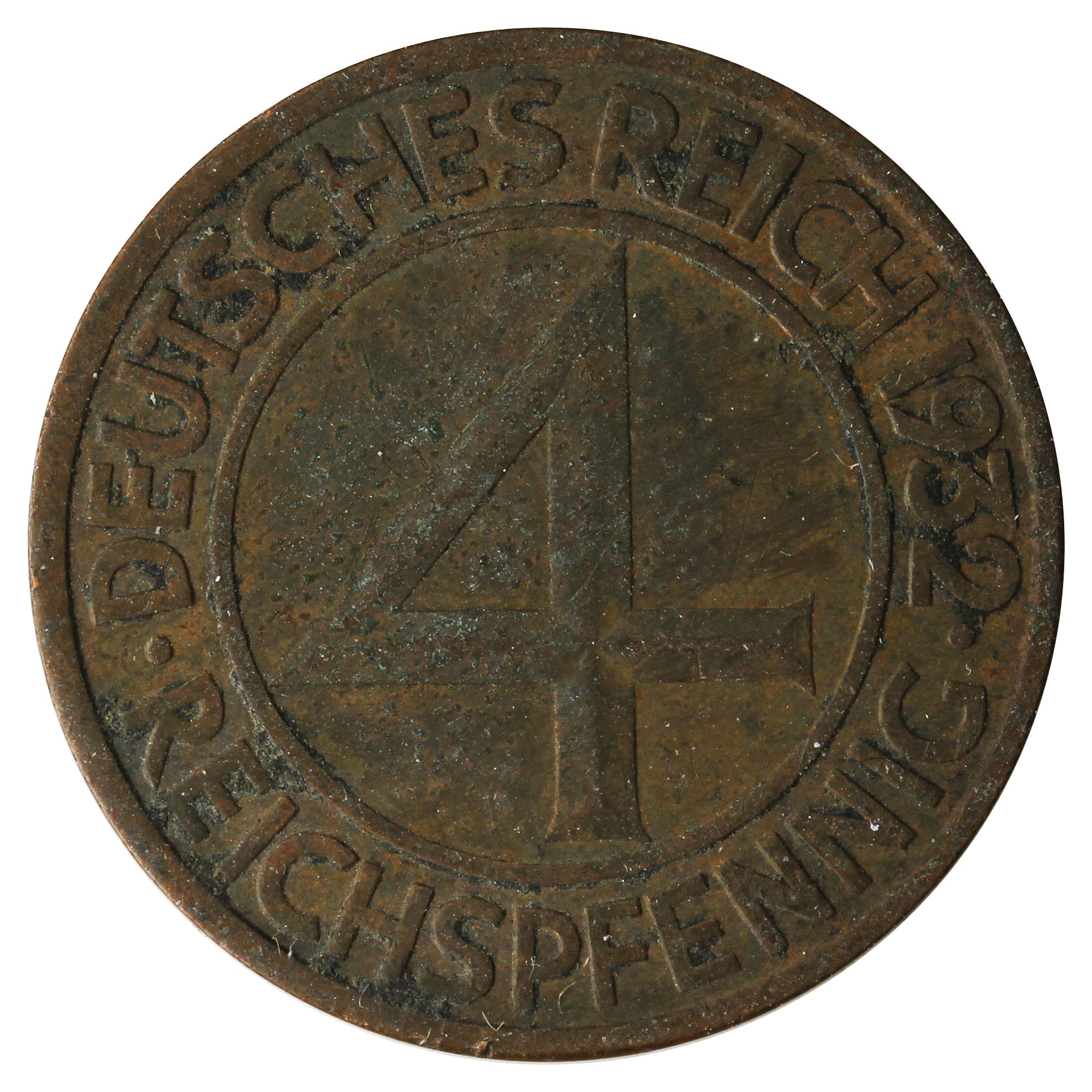 German Weimar Republic 1932A 4 Pfennig Very Fine (VF-20) – Colonial ...