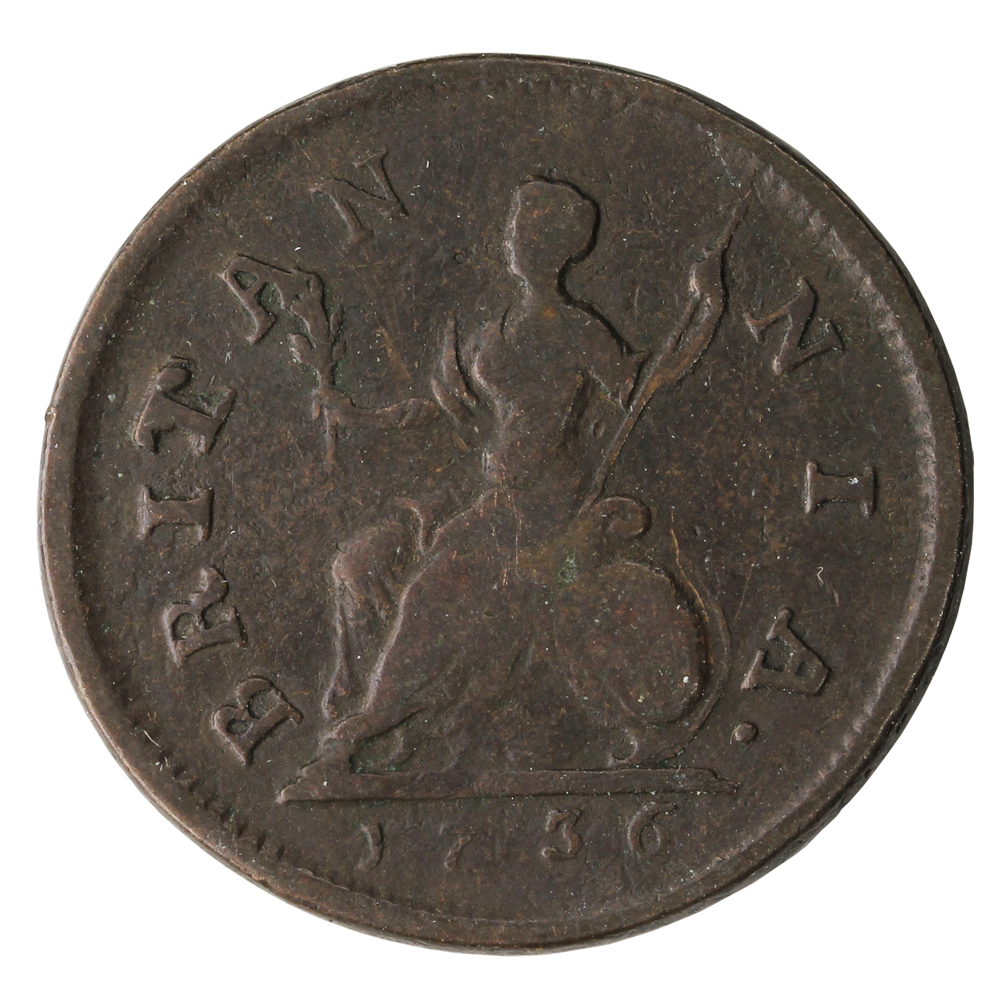Great Britain 1736 Farthing Fine (F-12) – Colonial Acres Coins