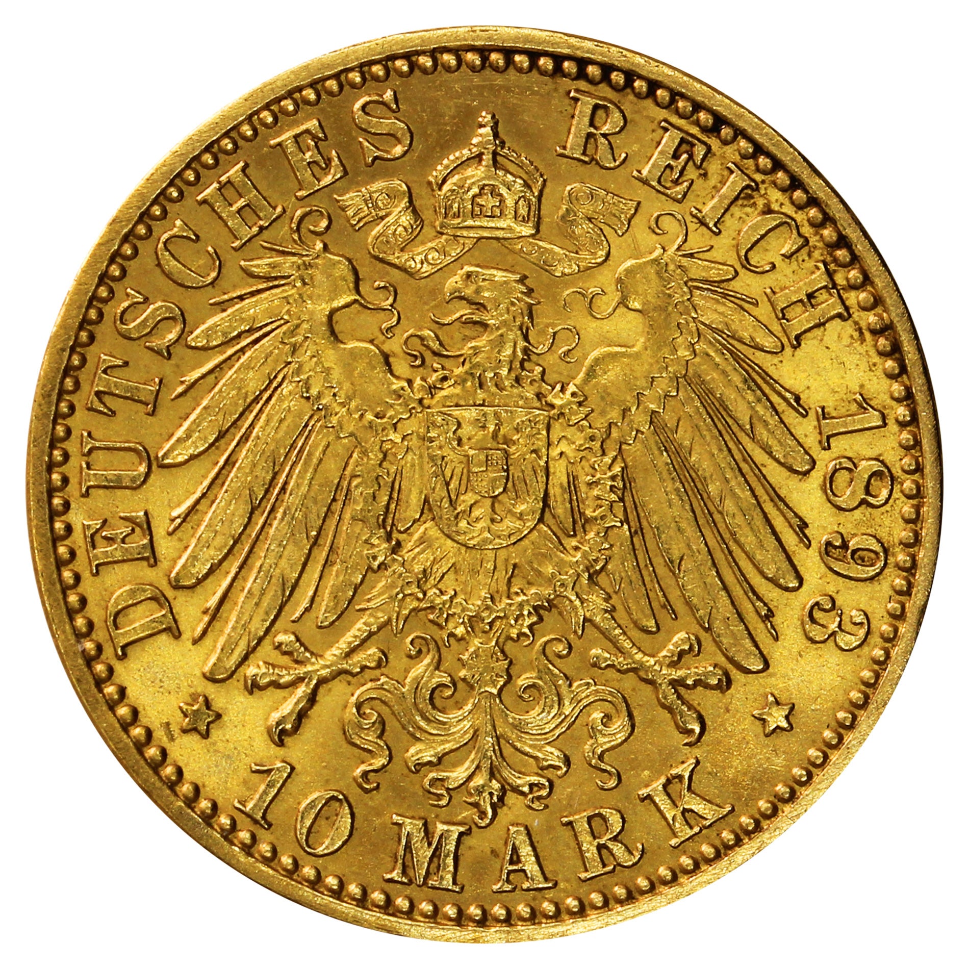 German States 1893A Prussia Gold 10 Marks Brilliant Uncirculated (MS63 ...