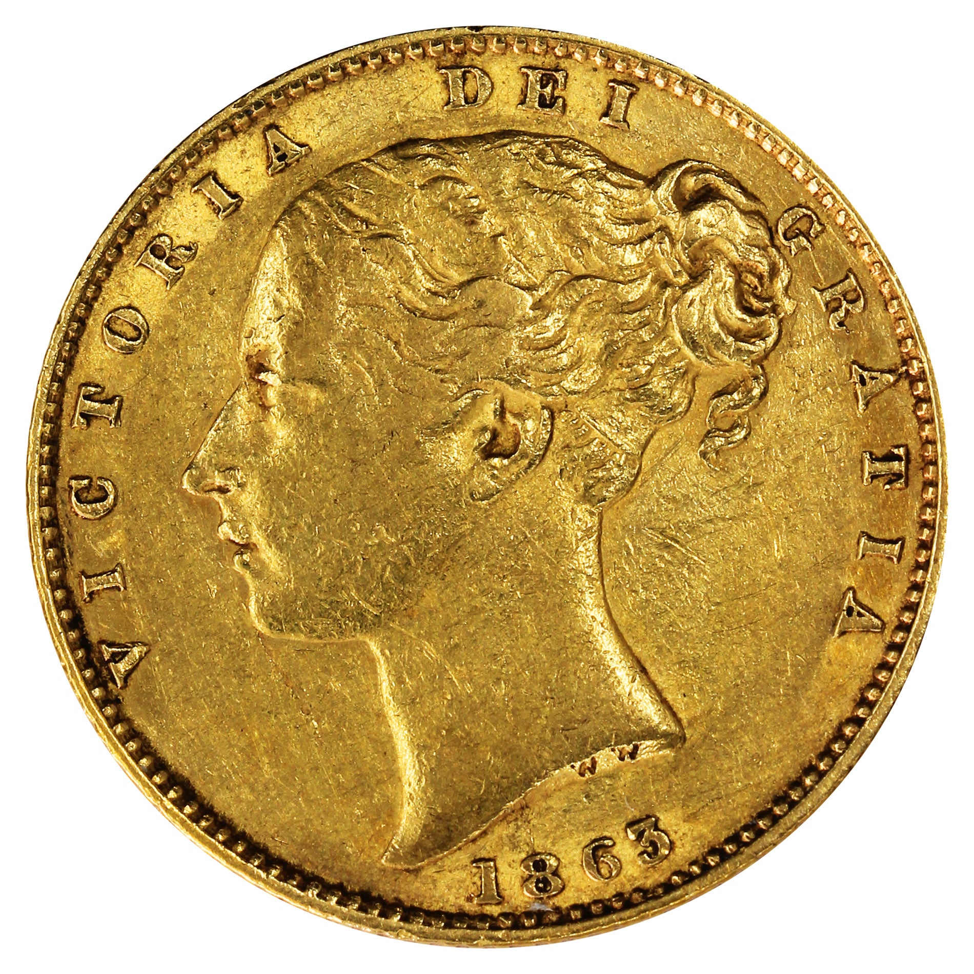 Great Britain 1863 Gold Sovereign EF-AU (EF45) – Colonial Acres Coins