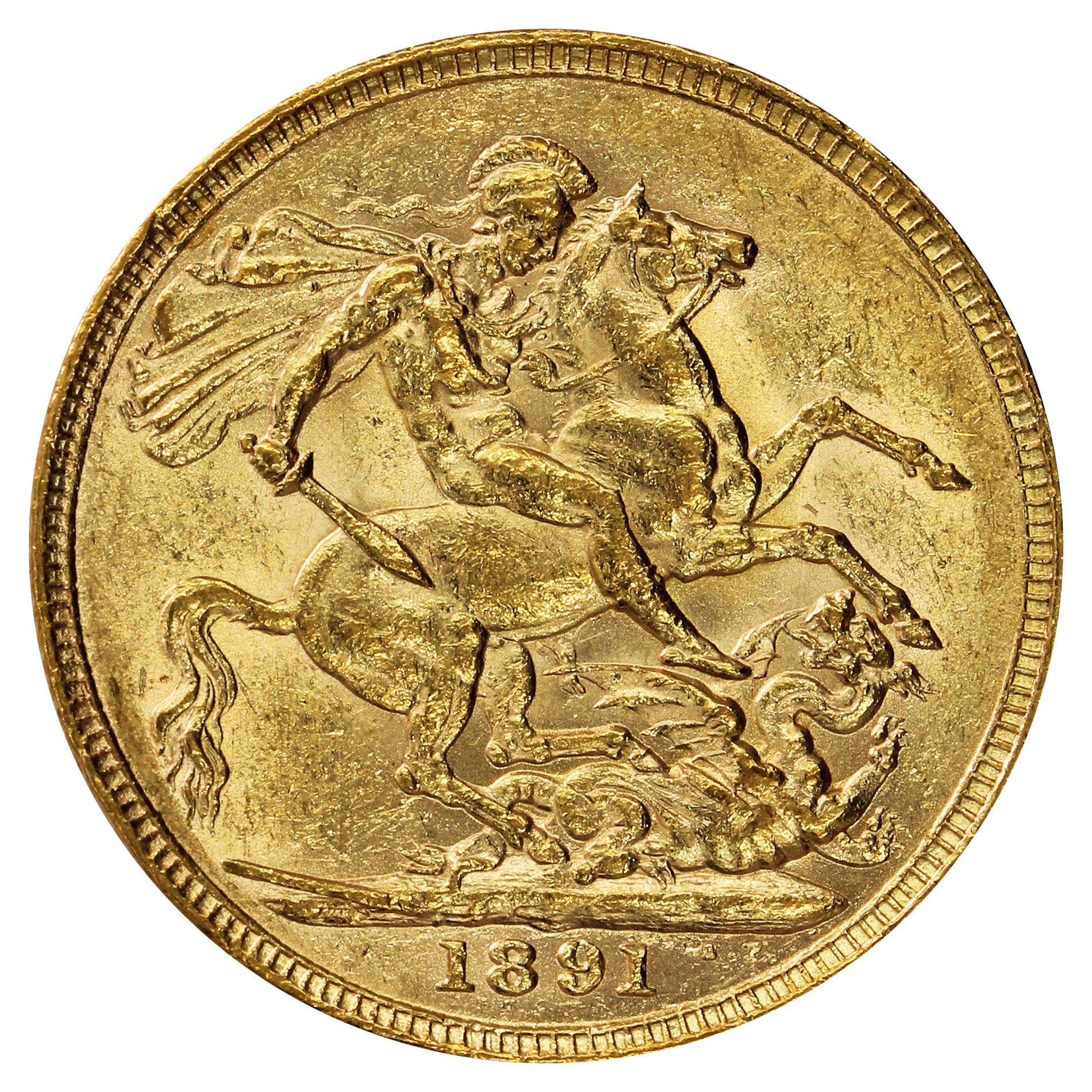 Great Britain 1891 Gold Sovereign EF-AU (EF45) – Colonial Acres Coins