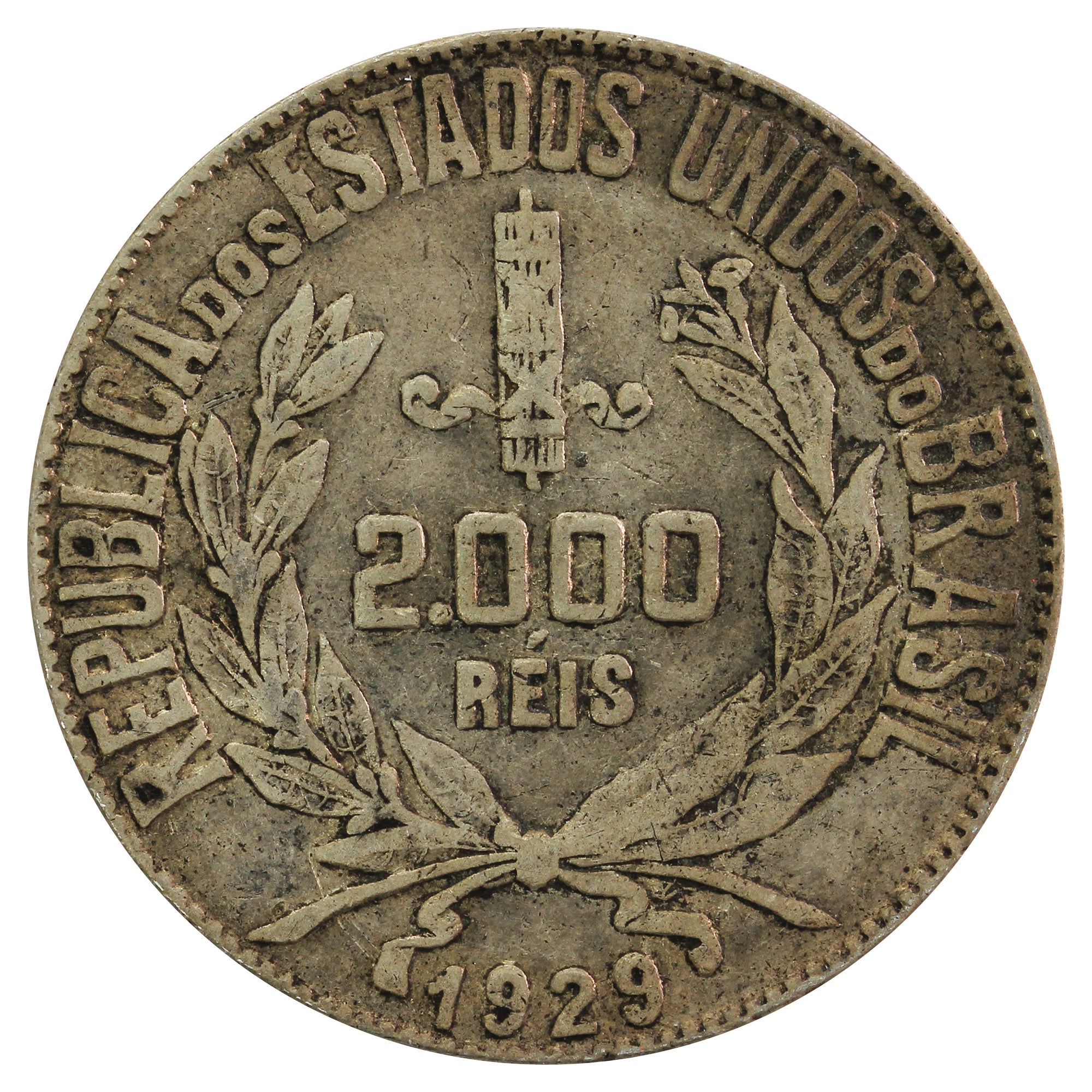 Brazil 1929 2000 Reis VF-EF (VF30) – Colonial Acres Coins