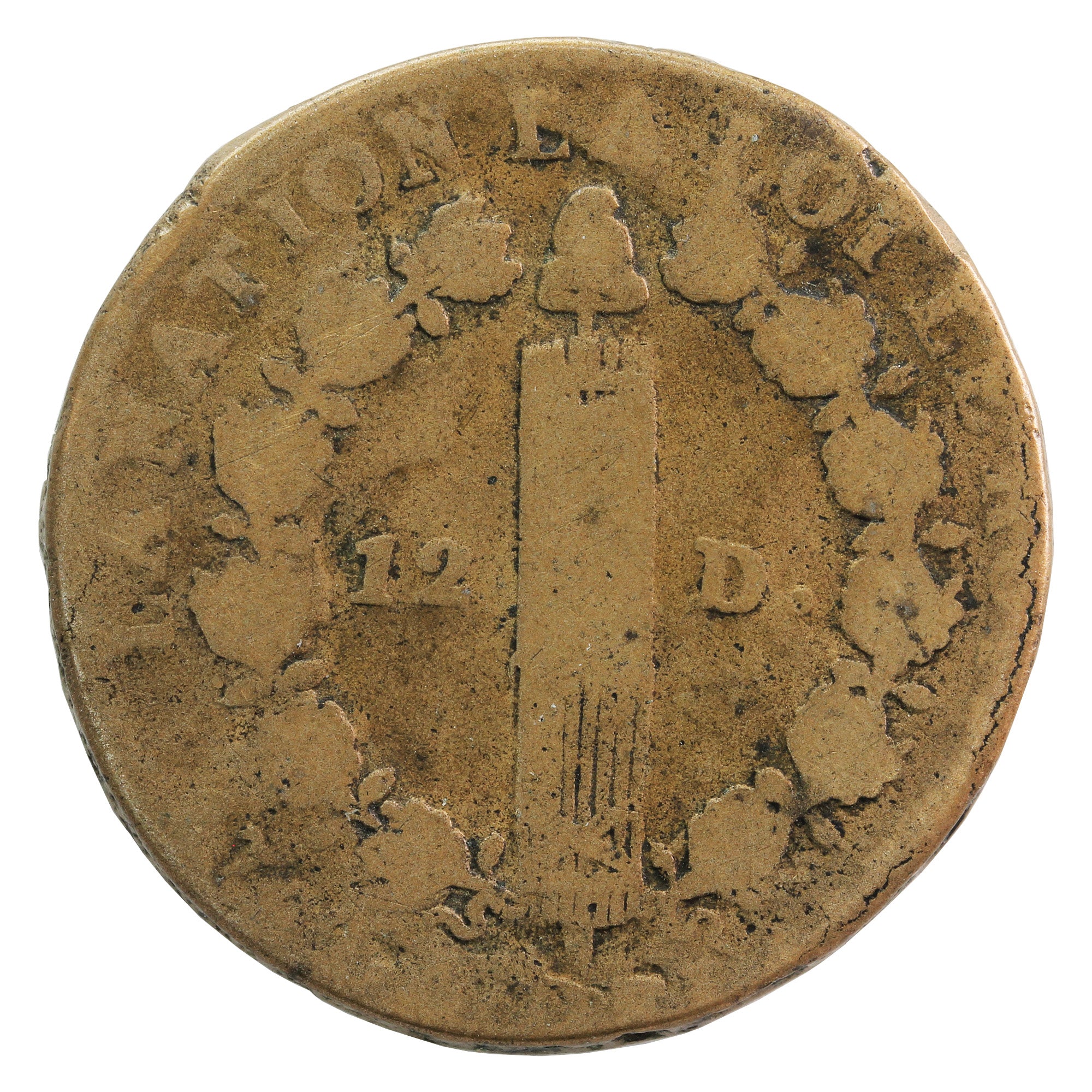 France 1792A 12 Deniers Very Good (VG8) – Colonial Acres Coins