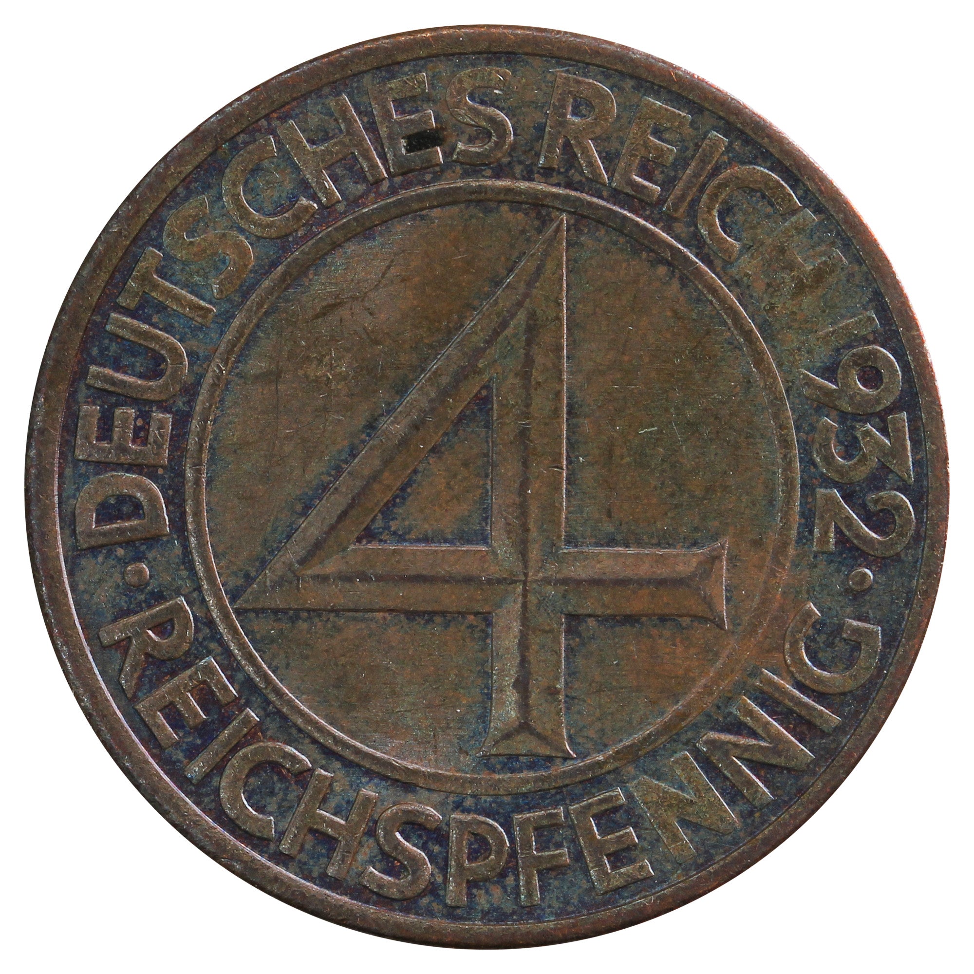 German Weimar Republic 1932A 4 Reichspfennig UNC+ (MS62) – Colonial ...