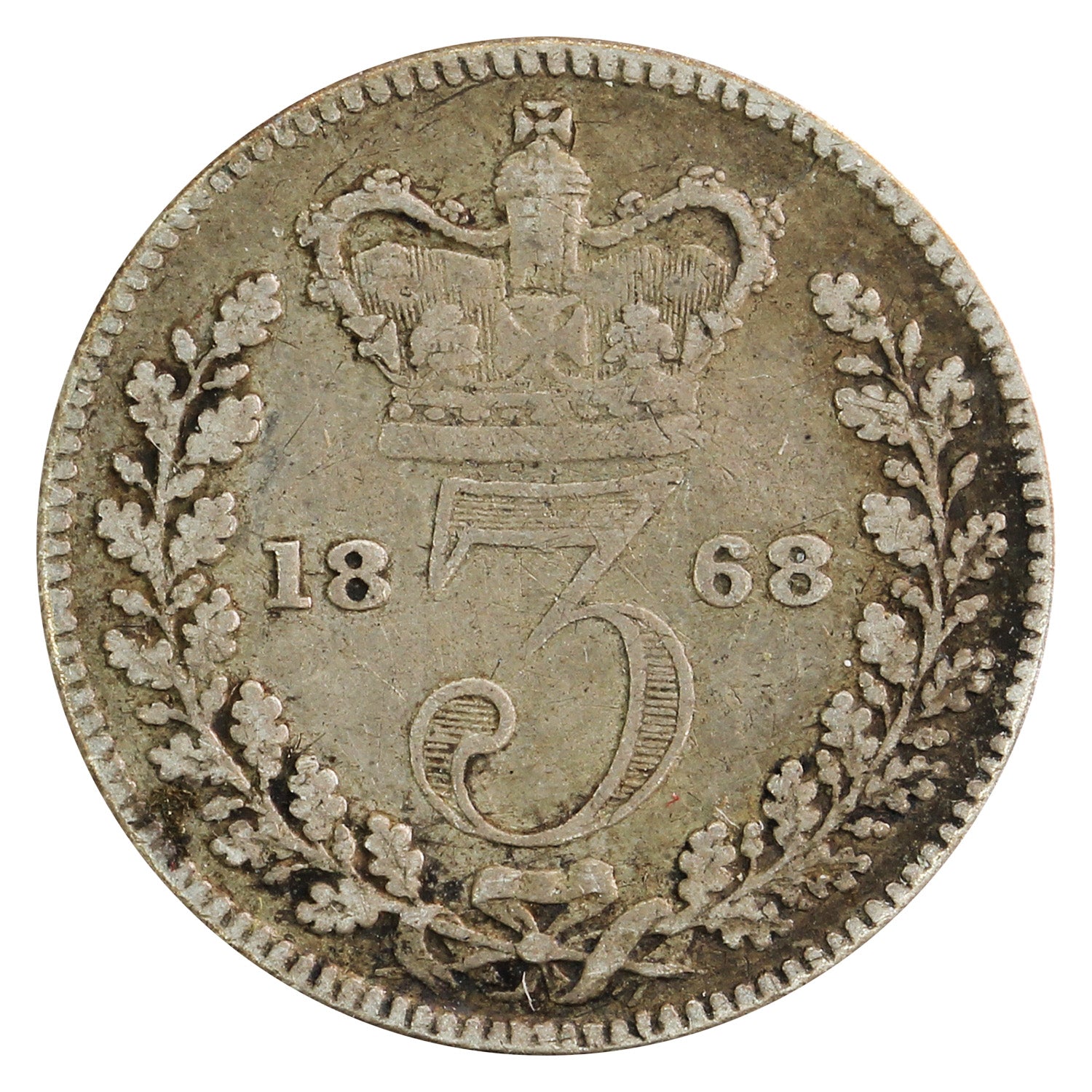 Great Britain 1868 3 Pence Fine (F12) – Colonial Acres Coins