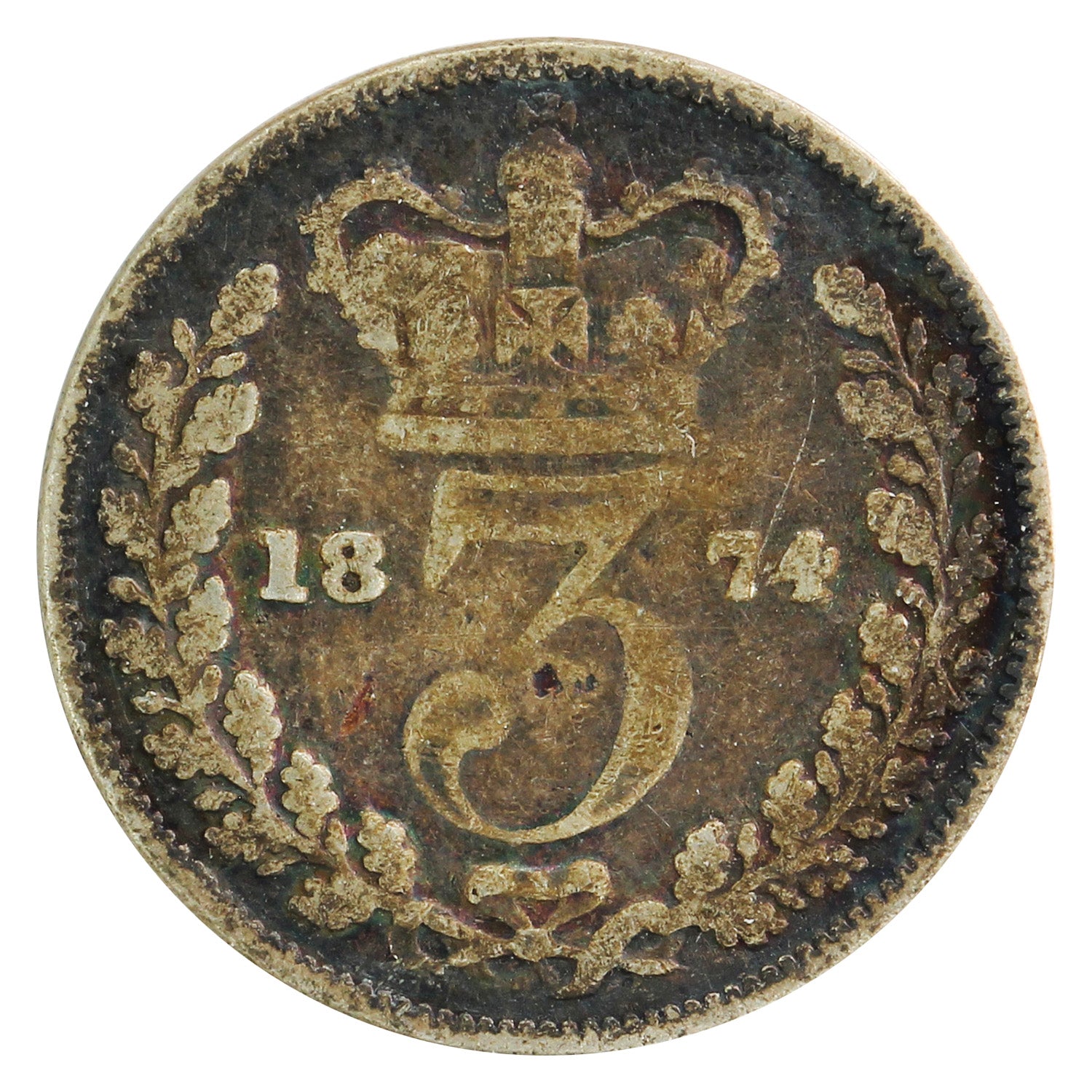 Great Britain 1874 3 Pence Very Good (VG8) – Colonial Acres Coins