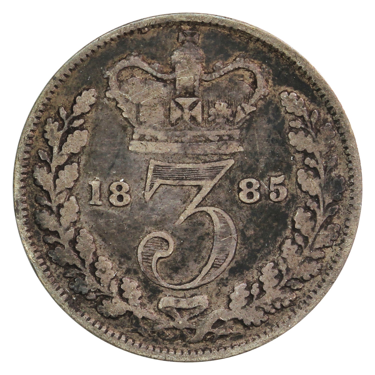 Great Britain 1885 3 Pence F-VF (F15) – Colonial Acres Coins