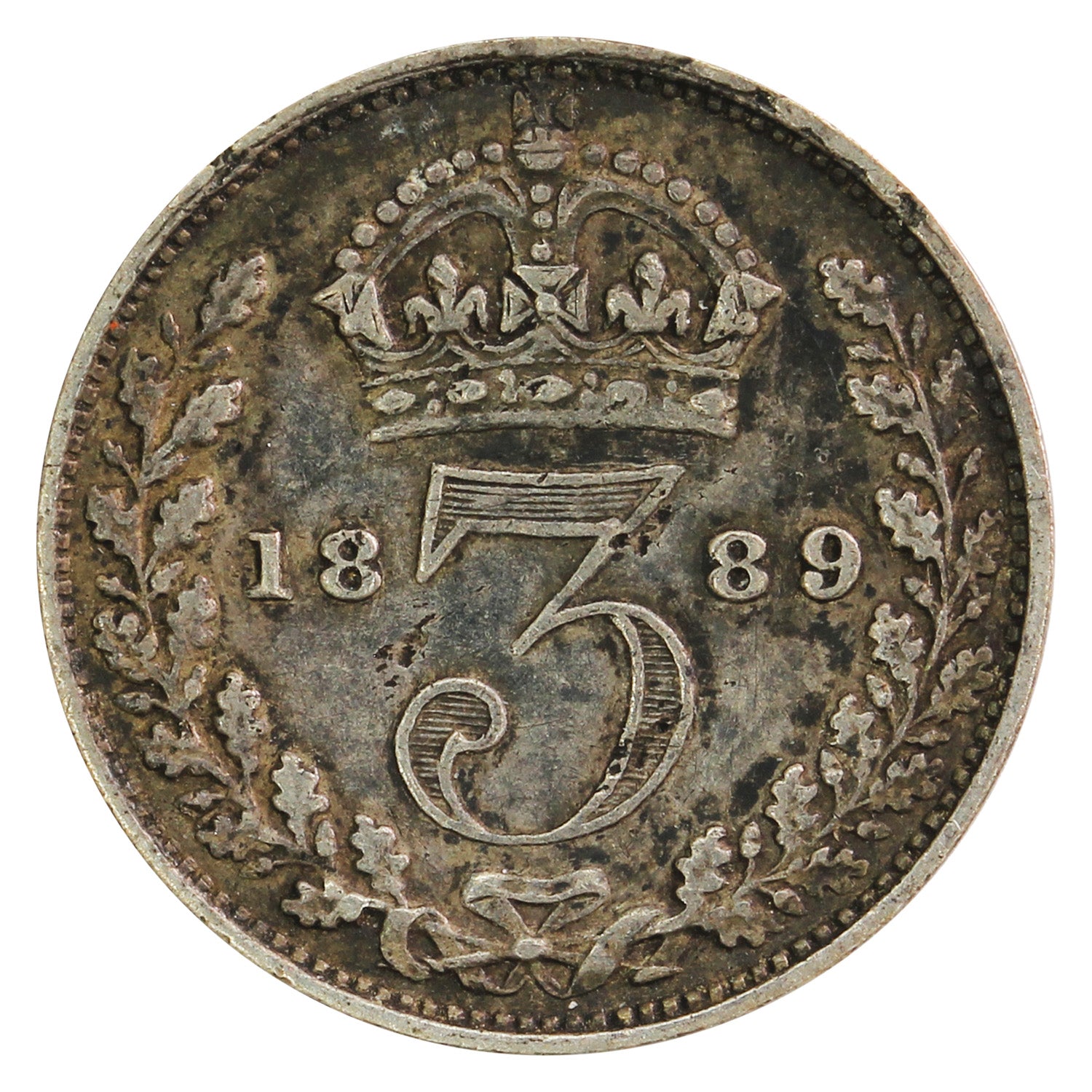 Great Britain 1889 3 Pence Very Fine (VF20) – Colonial Acres Coins