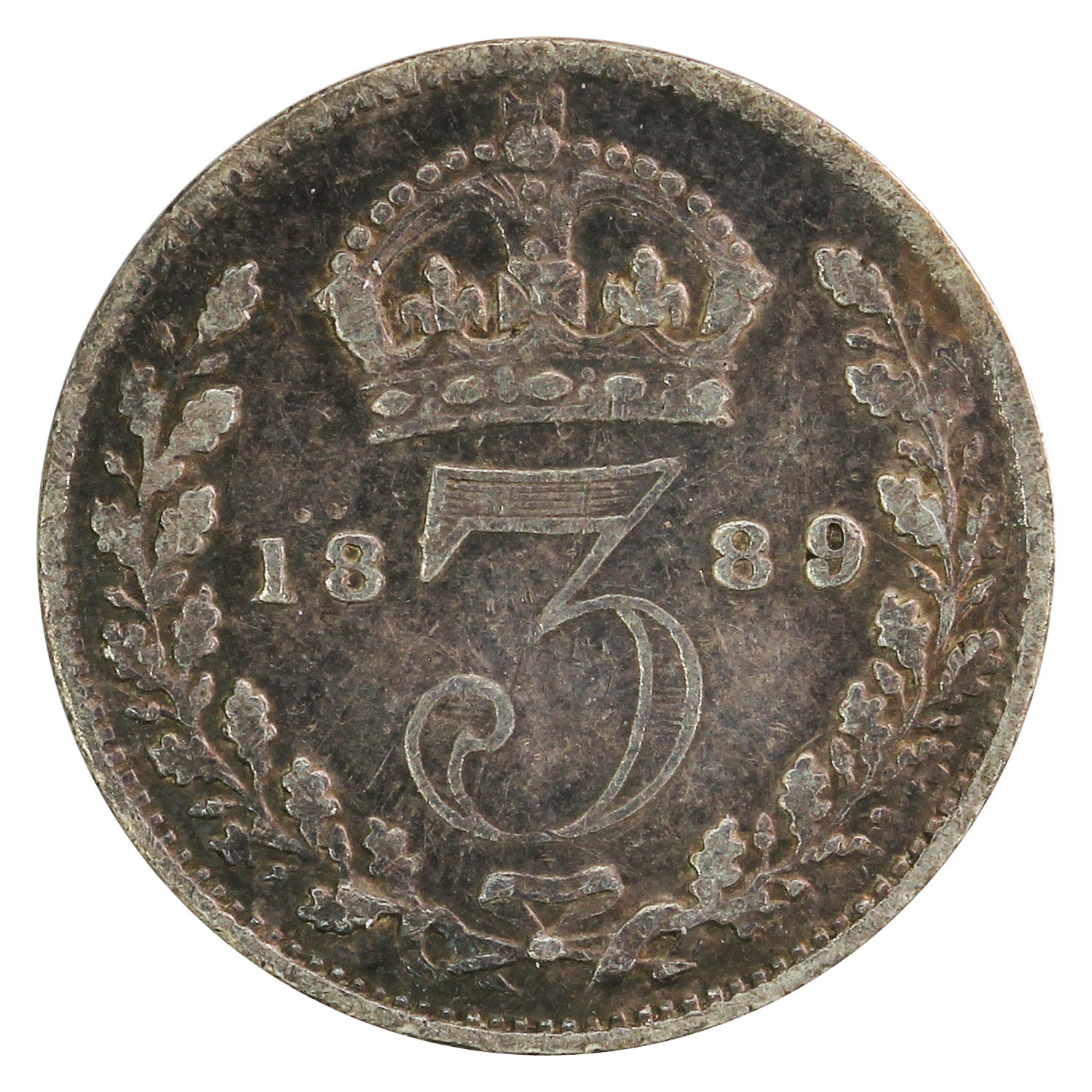 Great Britain 1889 3 Pence Fine (F-12) – Colonial Acres Coins