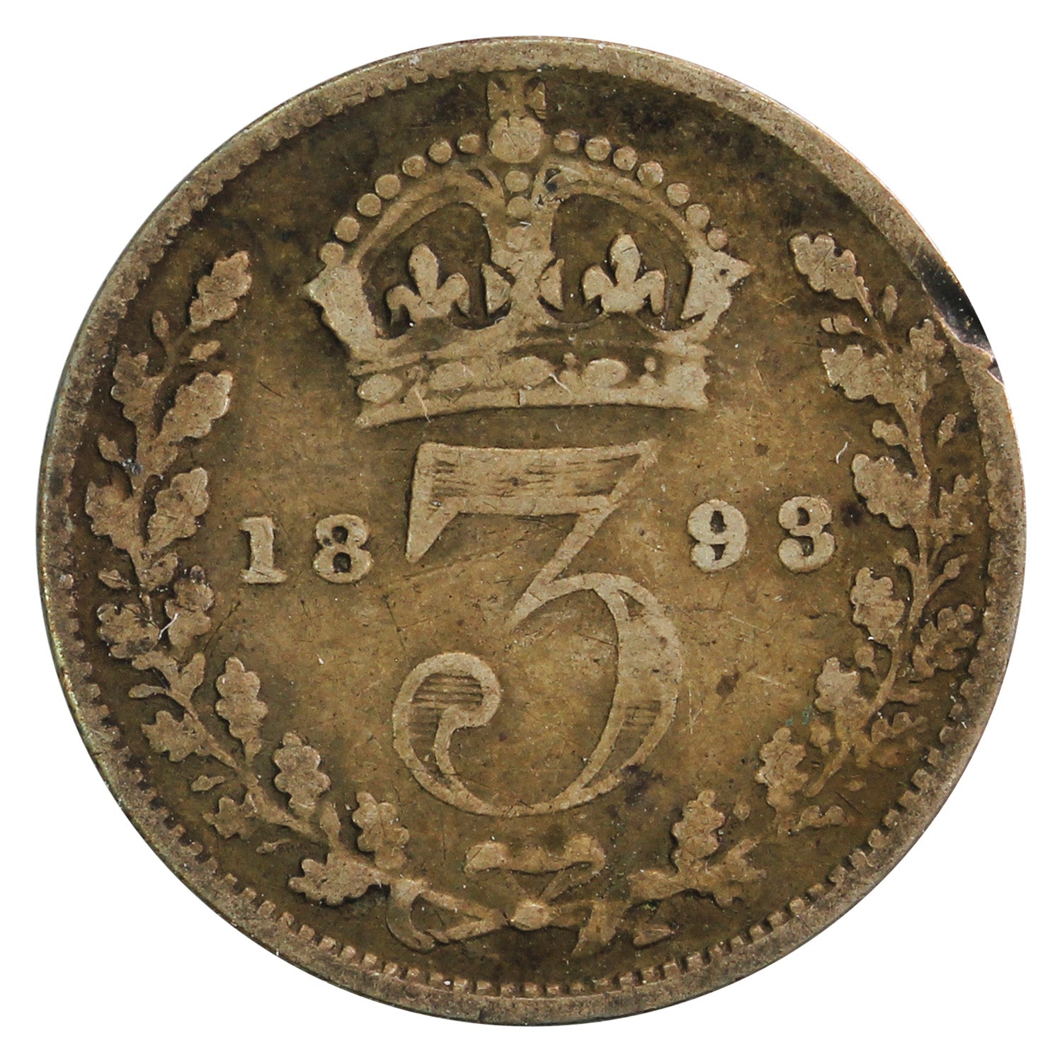 Great Britain 1893 Closed 3 3 Pence Very Good (VG-8) – Colonial Acres Coins