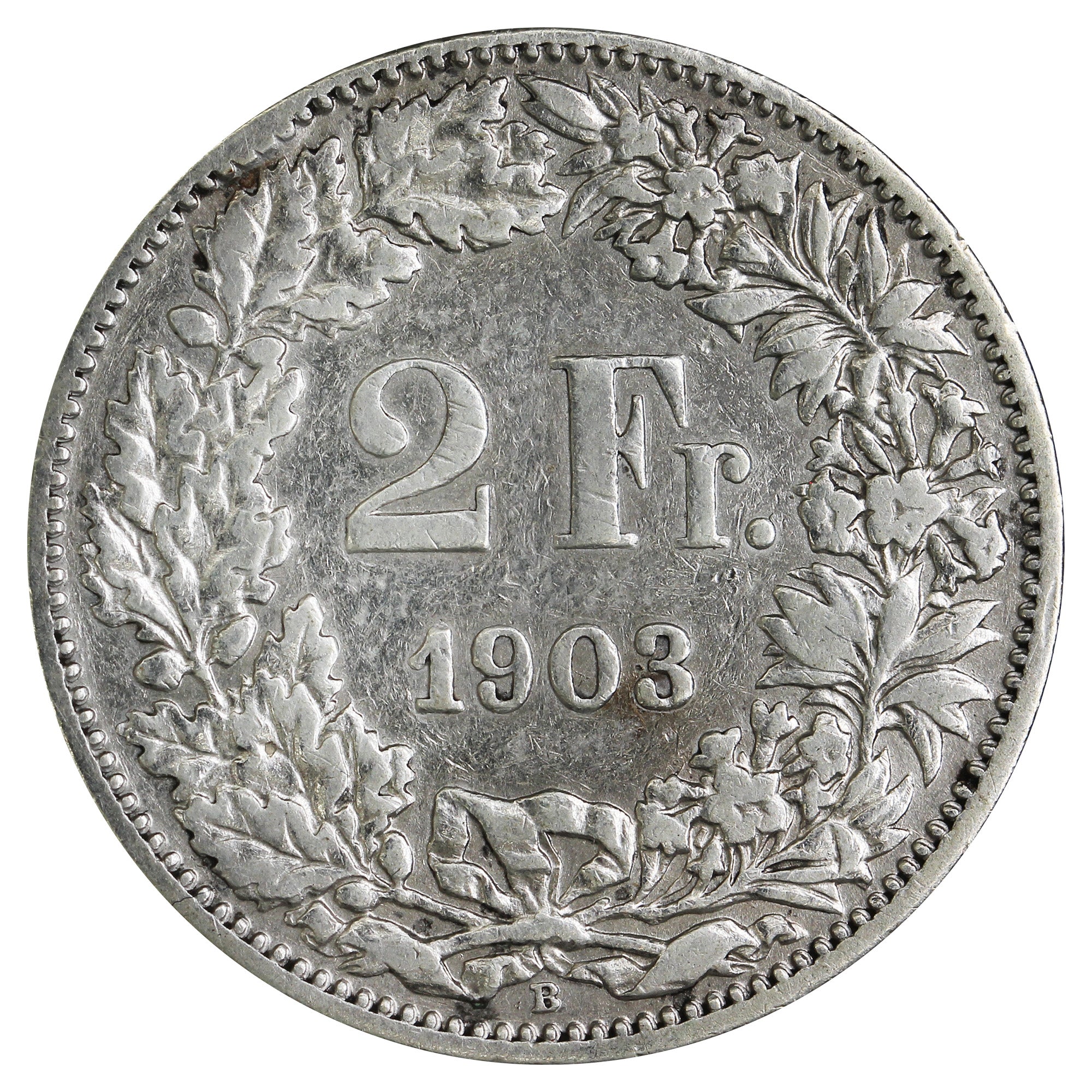 Switzerland 1903B 2 Francs Very Fine (VF20) – Colonial Acres Coins