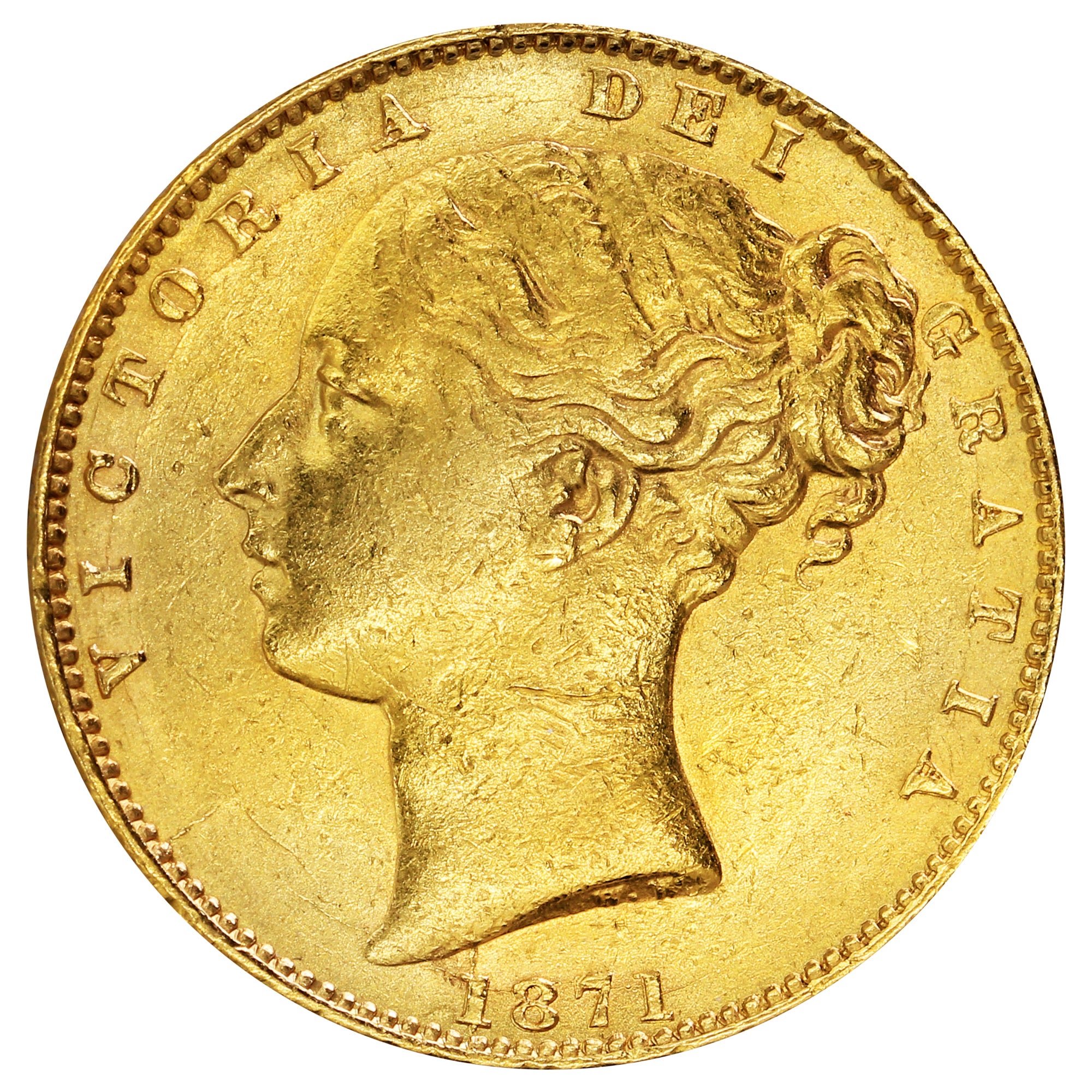 Great Britain 1871 Gold Sovereign EF-AU (EF45) – Colonial Acres Coins