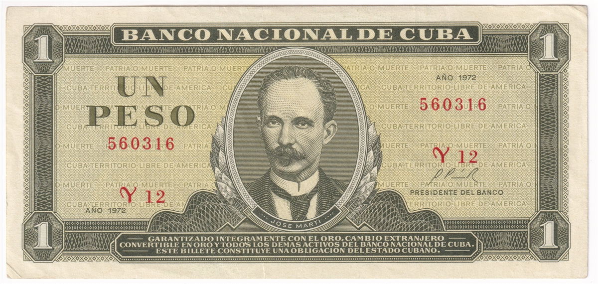 Cuba Note 1972 1 Peso, EF – Colonial Acres Coins