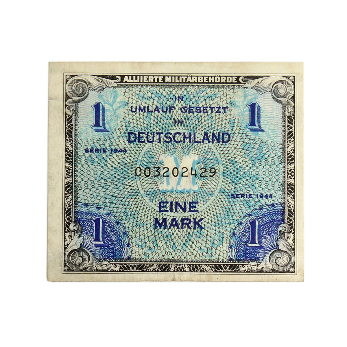 Germany 1944 1 Mark Note, Pick #192a, 9 Digit with F, AU-UNC – Colonial ...