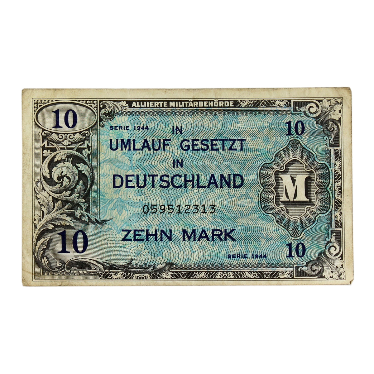 Germany 1944 10 Mark Note, Pick #194a, 9 Digit with F, VF – Colonial ...