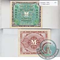Germany 1944 1/2 Mark Note, with F, AU – Colonial Acres Coins