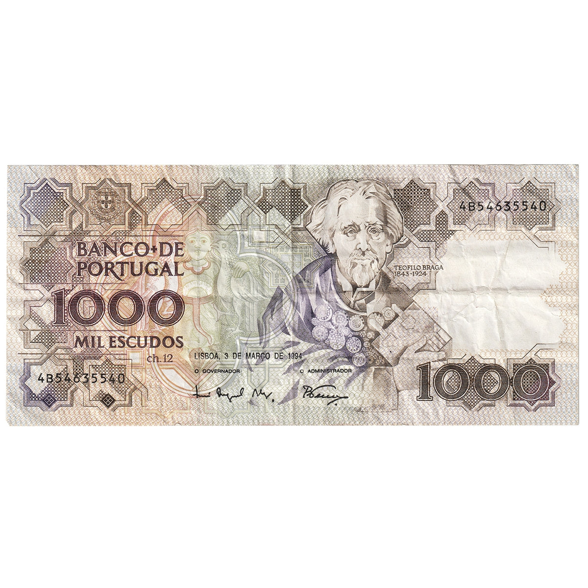 Portugal 1994 1000 Escudos Note, Pick #181k, VF – Colonial Acres Coins