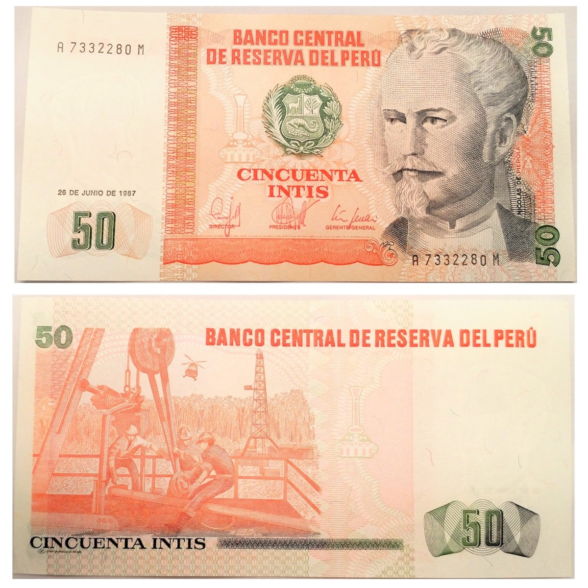 Peru Note 1987 50 Intis, UNC – Colonial Acres Coins