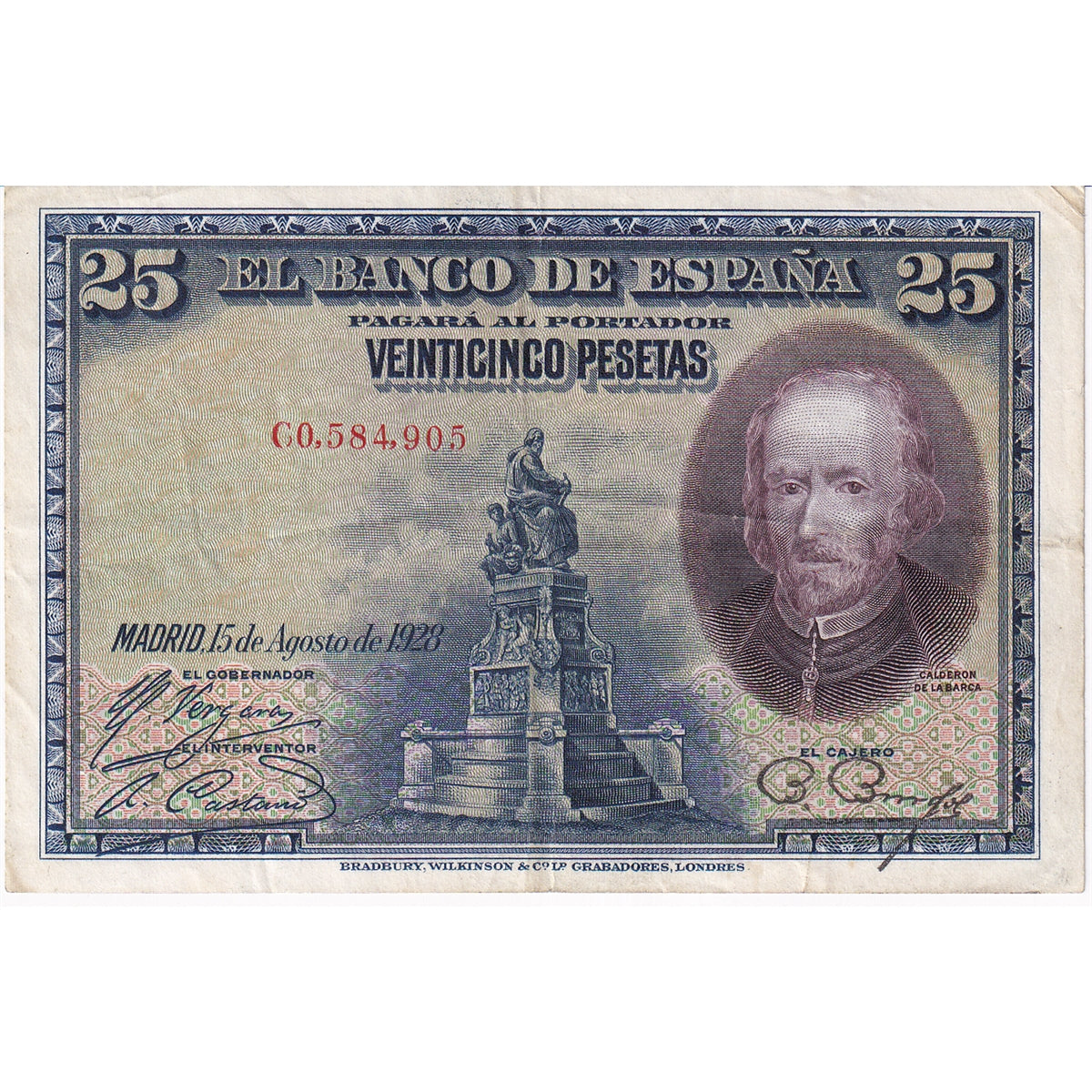Spain Note 1928 25 Pesetas, EF – Colonial Acres Coins