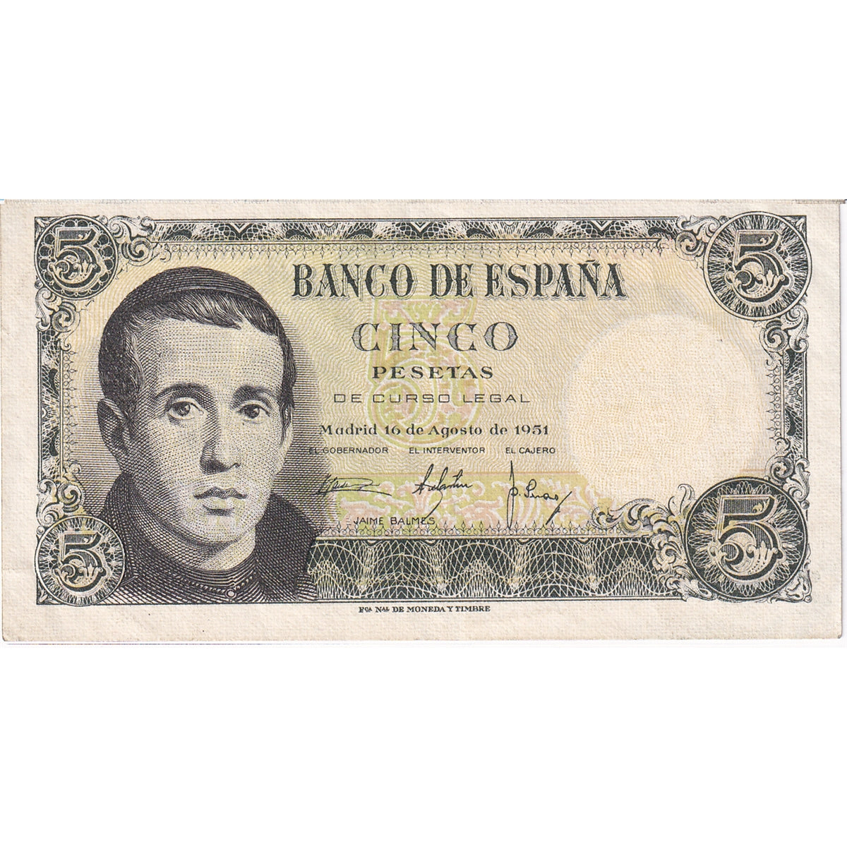 Spain 1951 5 Peseta Note, Pick #140, AU – Colonial Acres Coins
