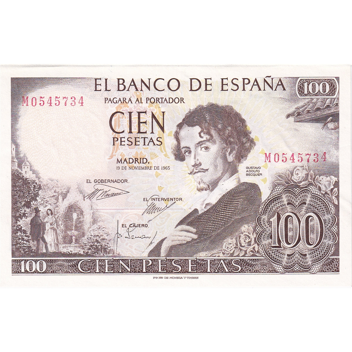 Spain Note 1965 100 Pesetas, AU – Colonial Acres Coins