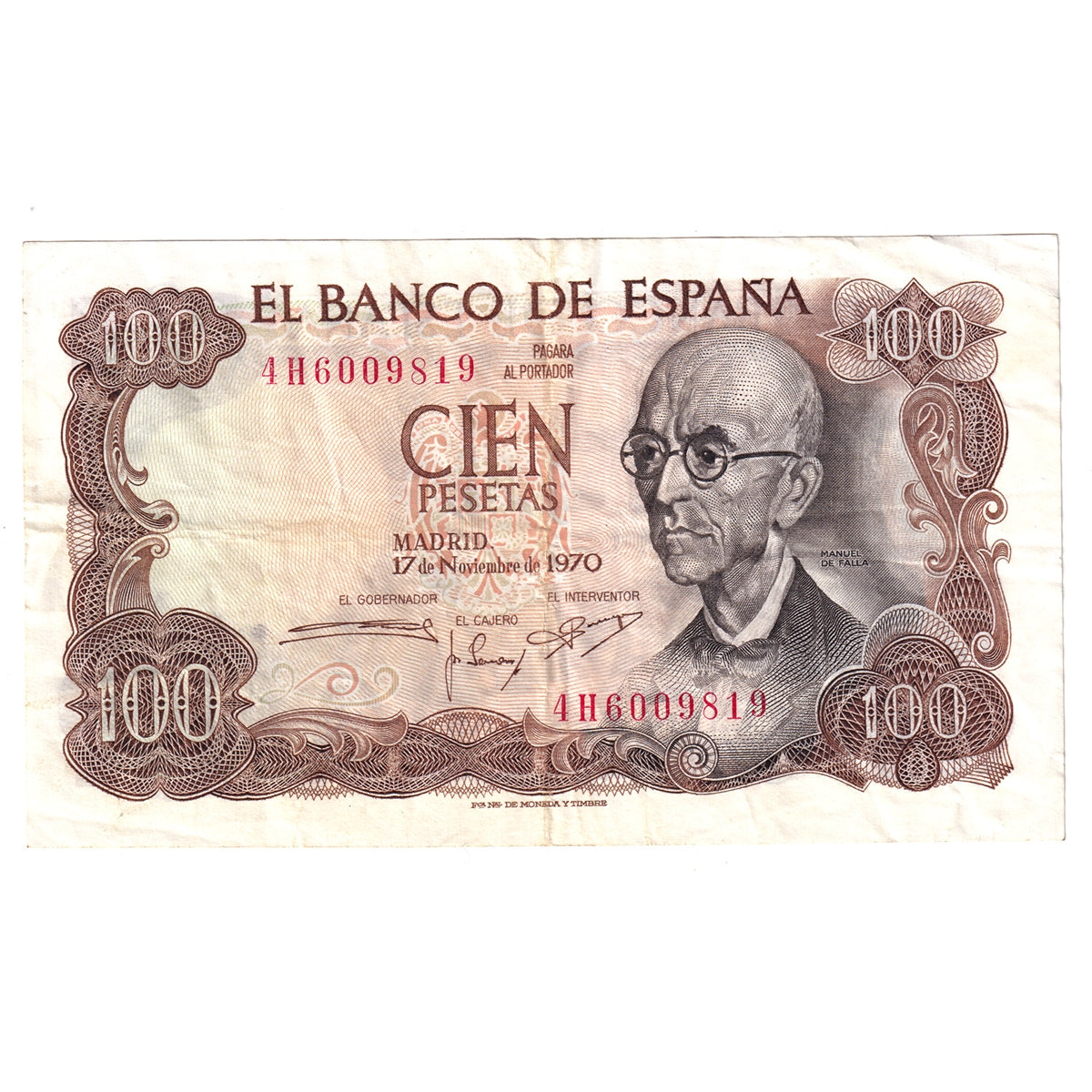 Spain Note 1970 100 Pesetas, VF – Colonial Acres Coins