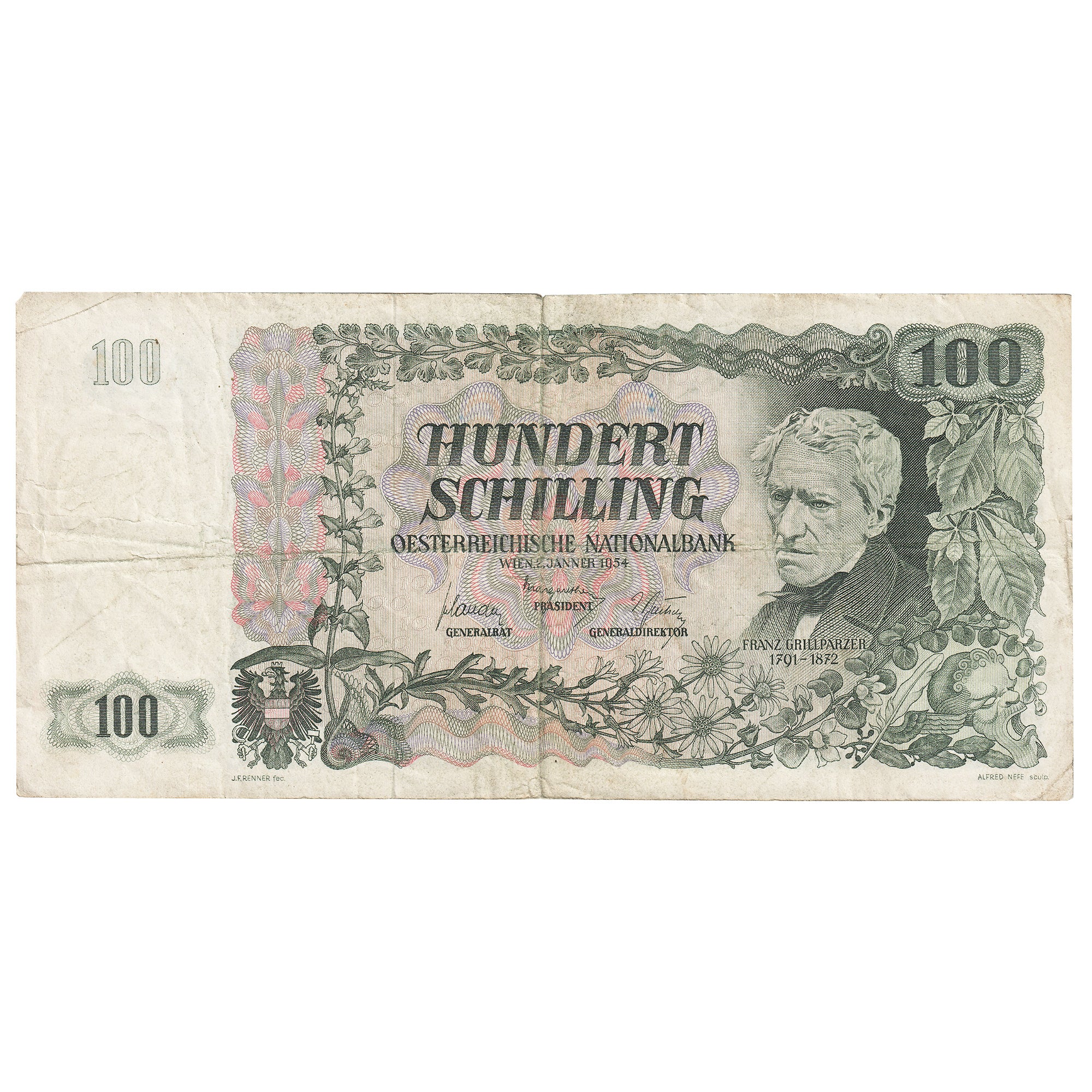 Austria 1954 100 Schilling Note, Pick #133a, F – Colonial Acres Coins