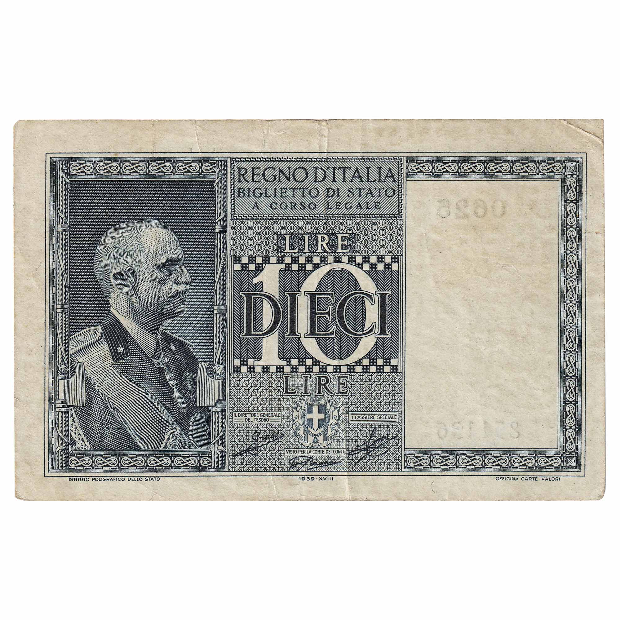 Italy 1939 10 Lire Note, Pick #25c, EF – Colonial Acres Coins