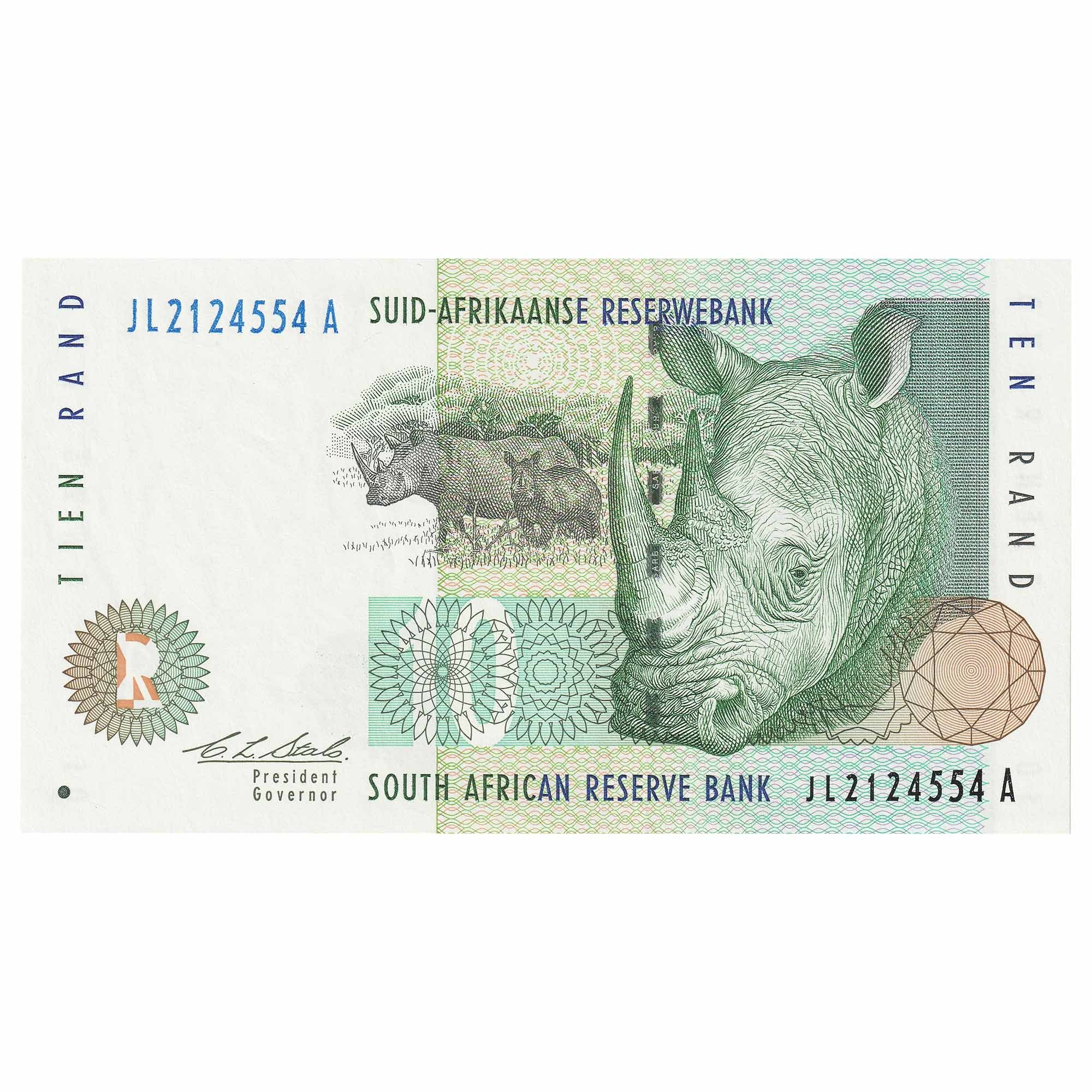 South Africa 1993 10 Rand Note, Pick #123a, UNC – Colonial Acres Coins