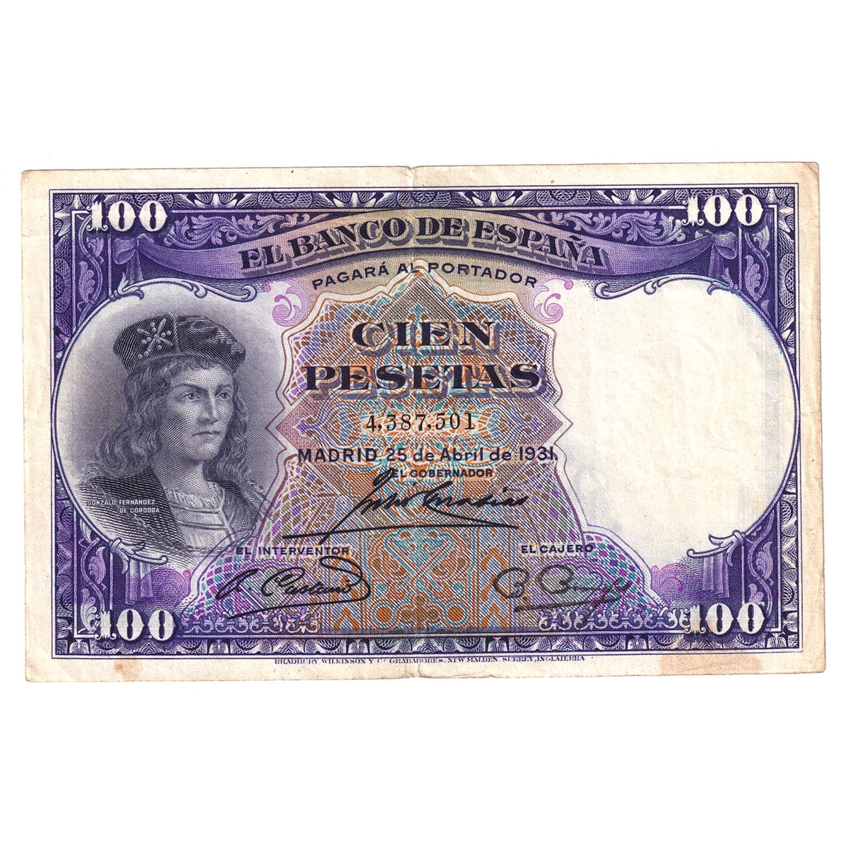 Spain Note 1931 100 Pesetas, EF – Colonial Acres Coins