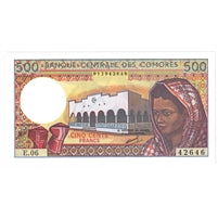 Comoros 1994 500 Francs Note, Pick #10b, UNC – Colonial Acres Coins