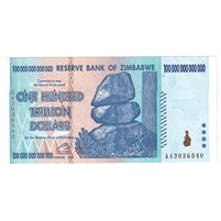 Zimbabwe 2008 100 Trillion Dollar Note, Pick #91, AU – Colonial Acres Coins