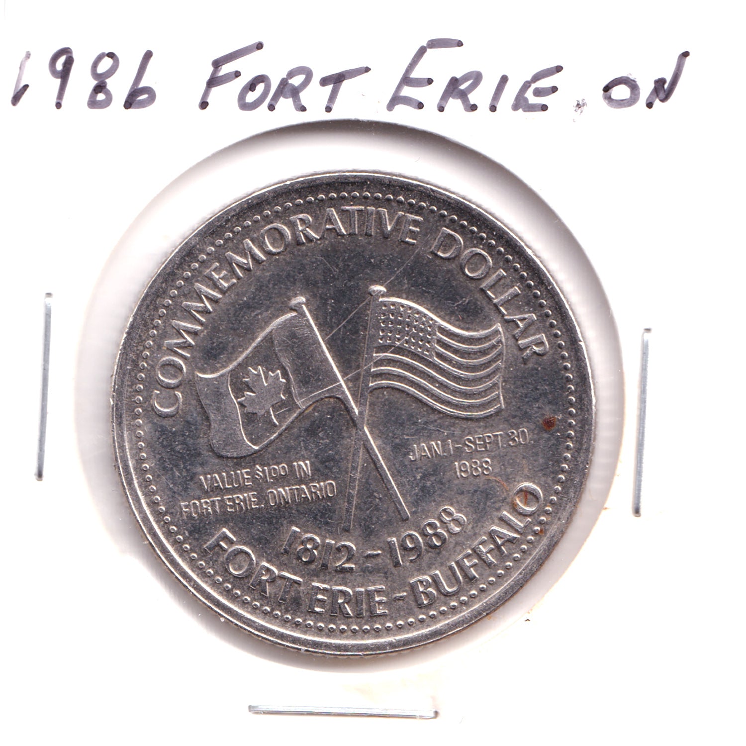 1986 Fort Erie, ON Commemorative Dollar Token – Colonial Acres Coins
