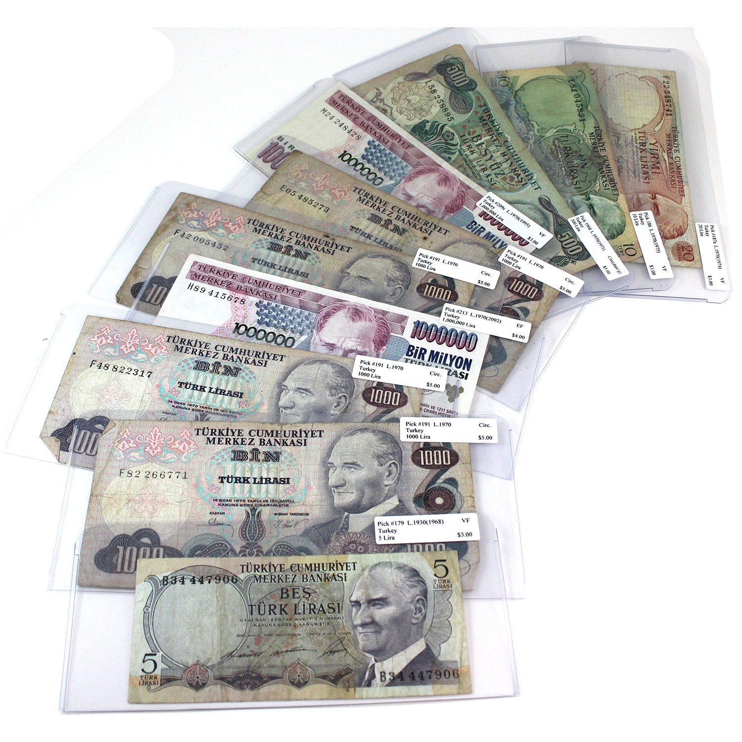 Lot of 10x Mixed Turkey Notes, Circ to EF, 10Pcs. (Impaired) – Colonial ...