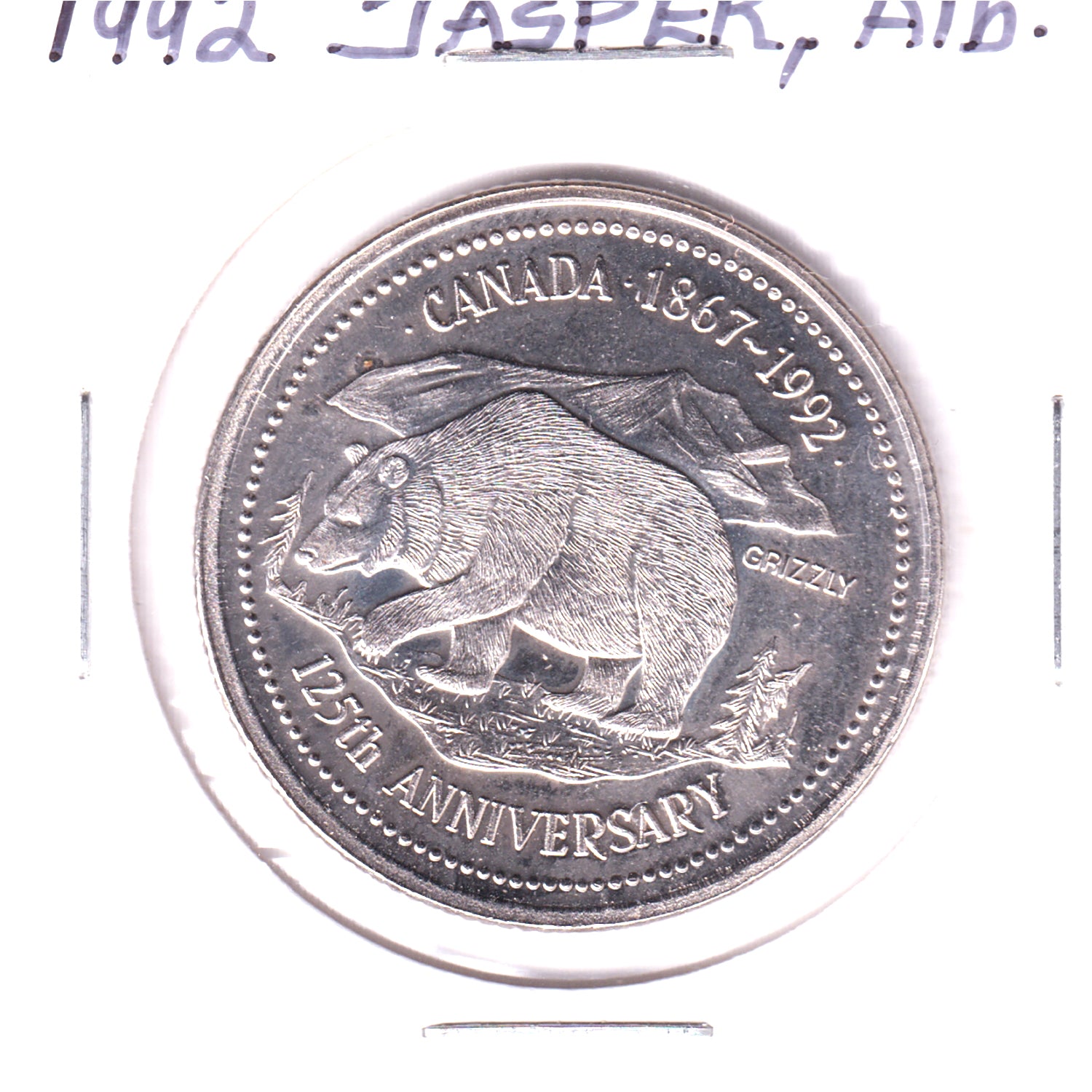 1992 Jasper, AB 125th Anniversary Dollar Token – Colonial Acres Coins