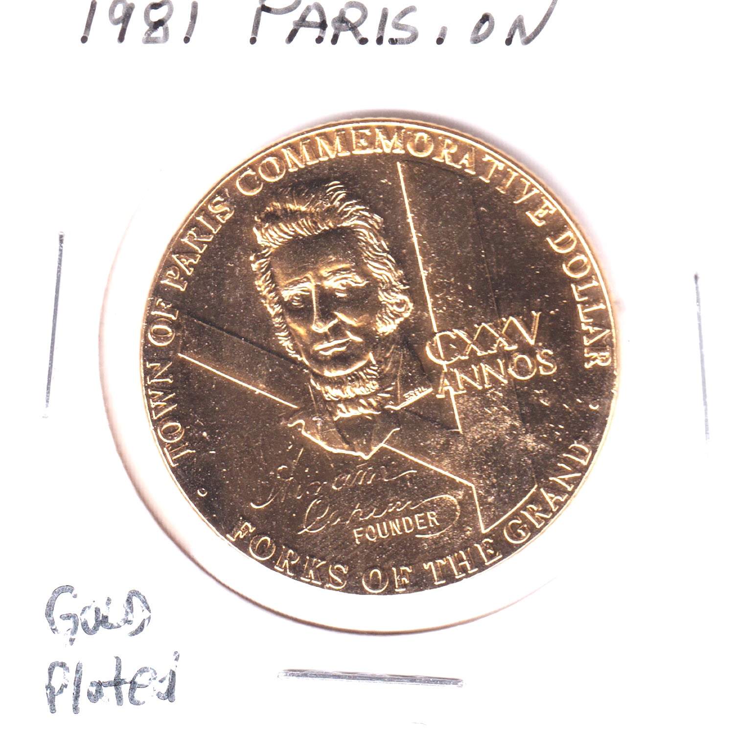 1981 Paris, ON 125 Years Gold Plated Token – Colonial Acres Coins