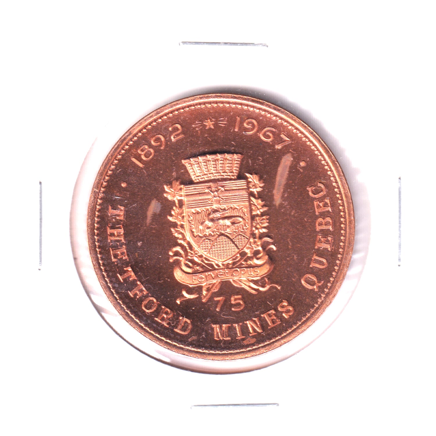1967 Quebec, Thetford Mines Centennial Copper Token – Colonial Acres Coins