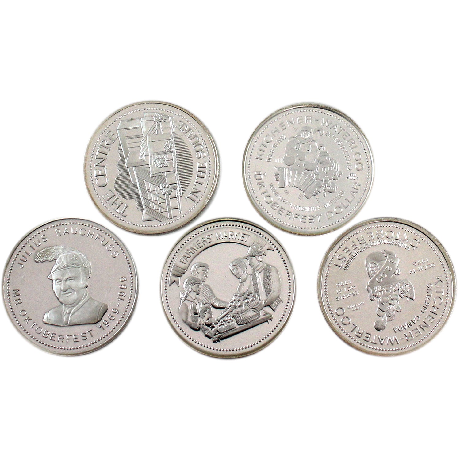 Lot of 5x 1980-1996 Oktoberfest .999 Fine Silver tokens, 5Pcs. (No Tax ...