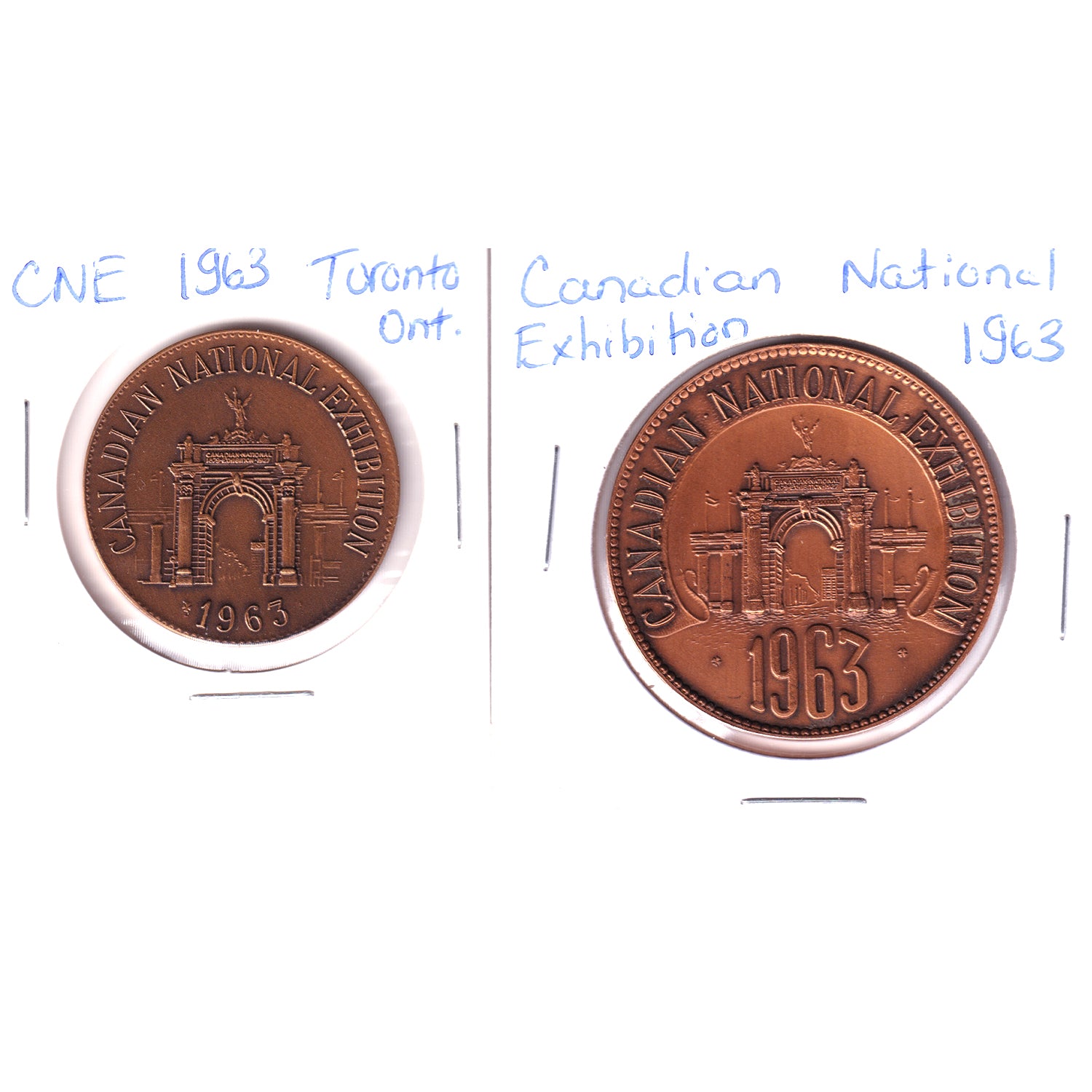 Pair of 1963 Canadian National Exhibition Medallions – Colonial Acres Coins