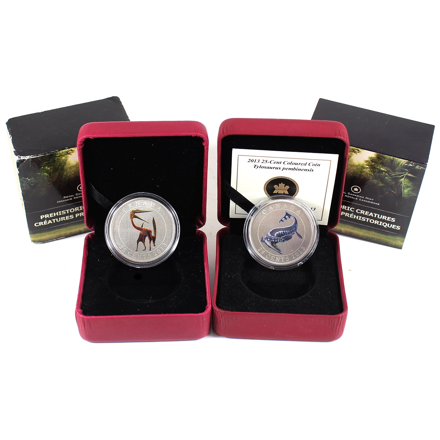 Pair of 2013 Canada 25-cent Prehistoric Creatures Coins in Cases, 2Pcs ...