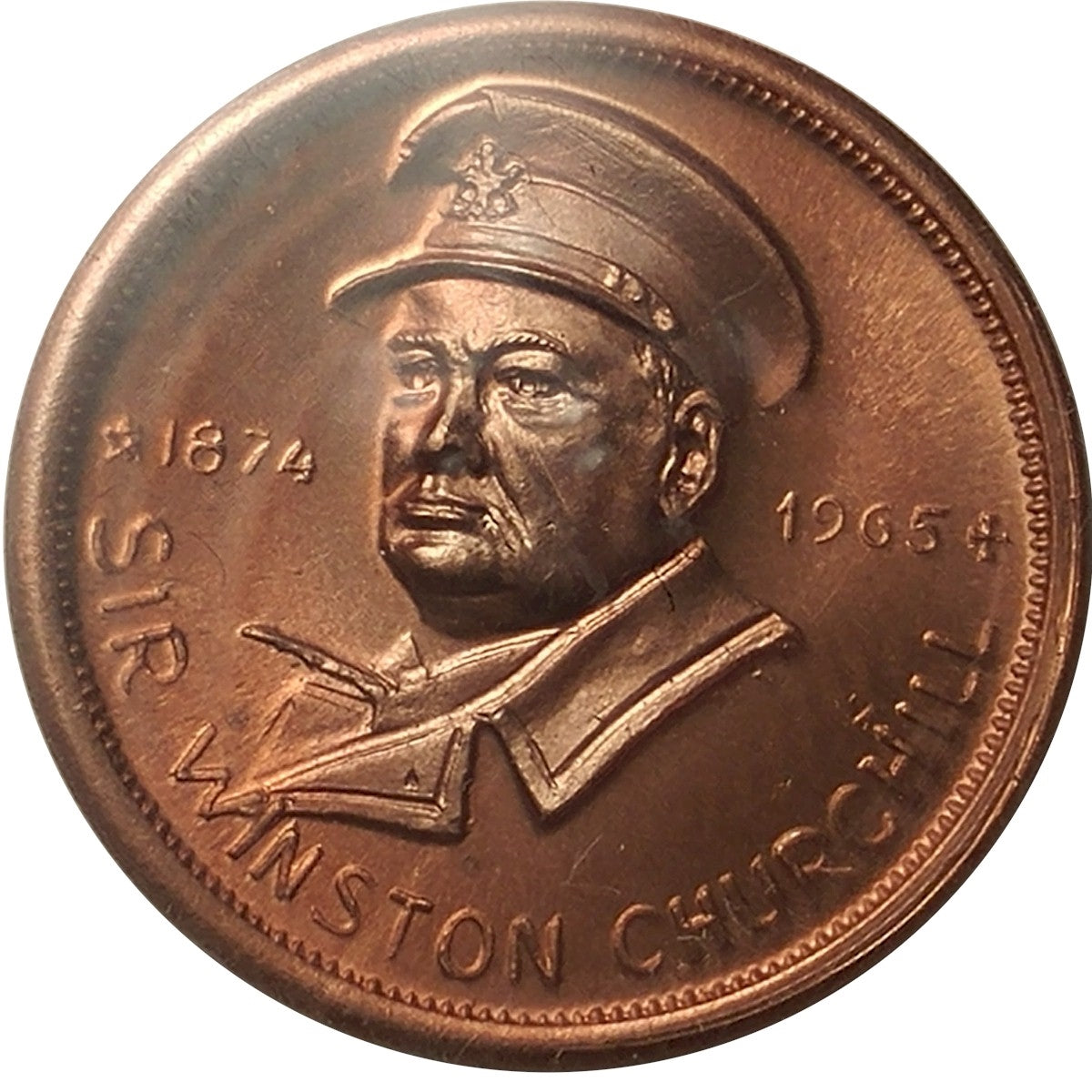 Sir Winston Churchill (1874-1965) Copper Honour Medallion with Info Ca ...