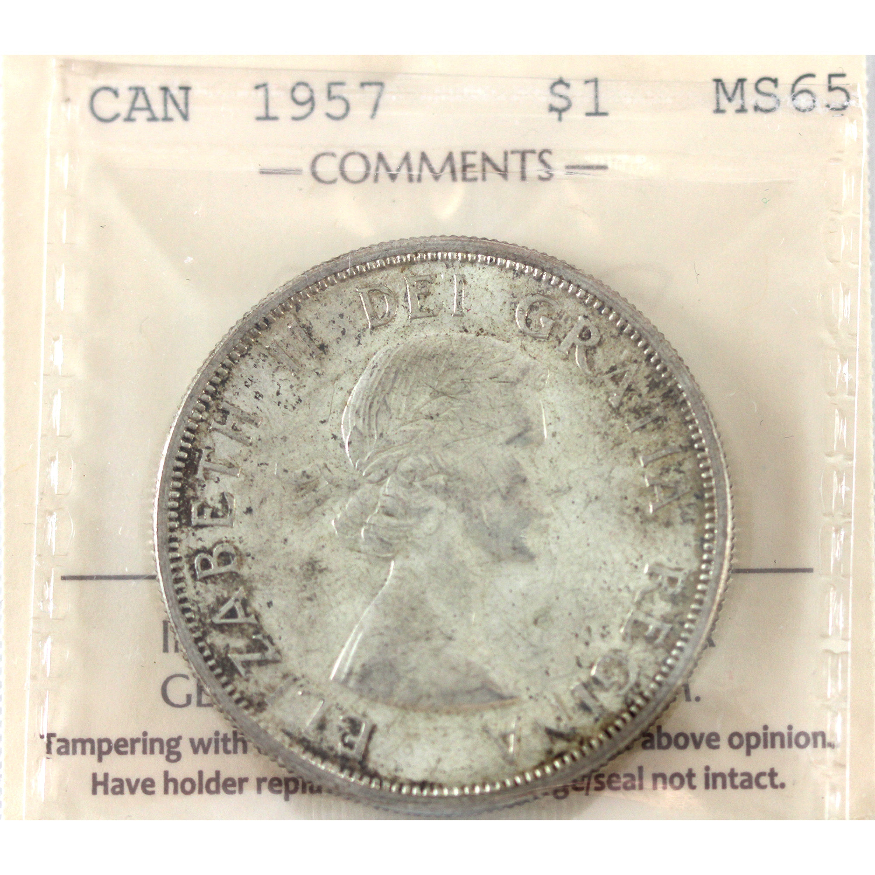 1957 Canada Dollar ICCS Certified MS-65 at Colonial Acres Coins