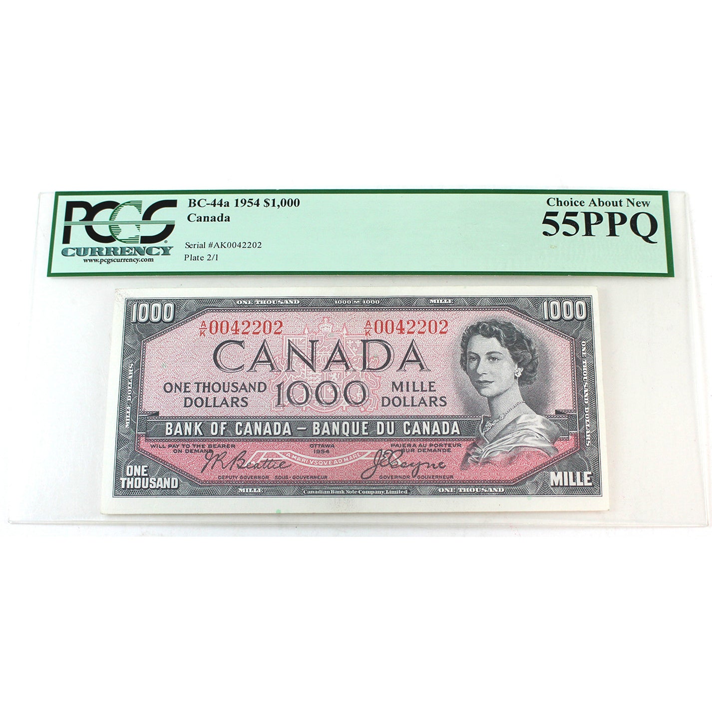 BC-44a 1954 Canada $1000 Beattie-Coyne, A/K PCGS Cert. AU55 PPQ NO Cre – Colonial Acres Coins